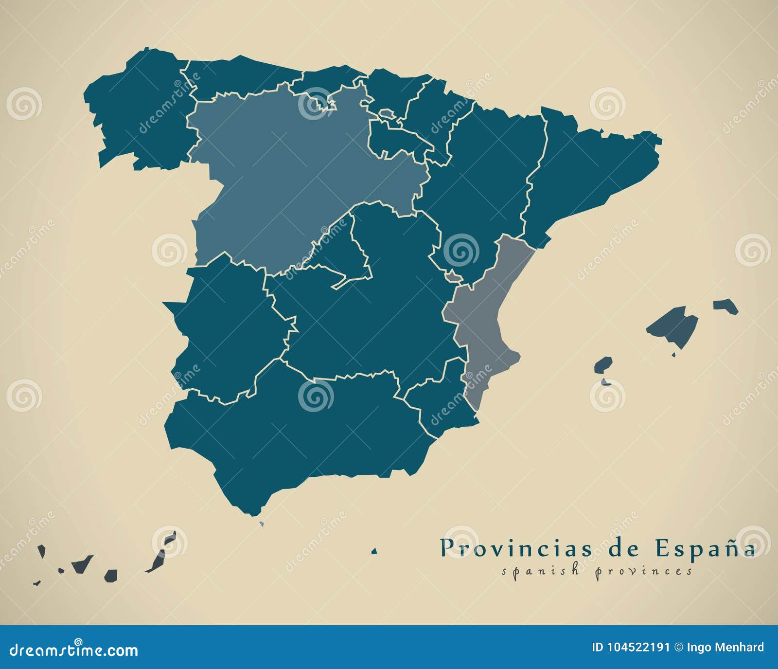 Modern Map - Spain with Provinces ES Stock Illustration - Illustration ...