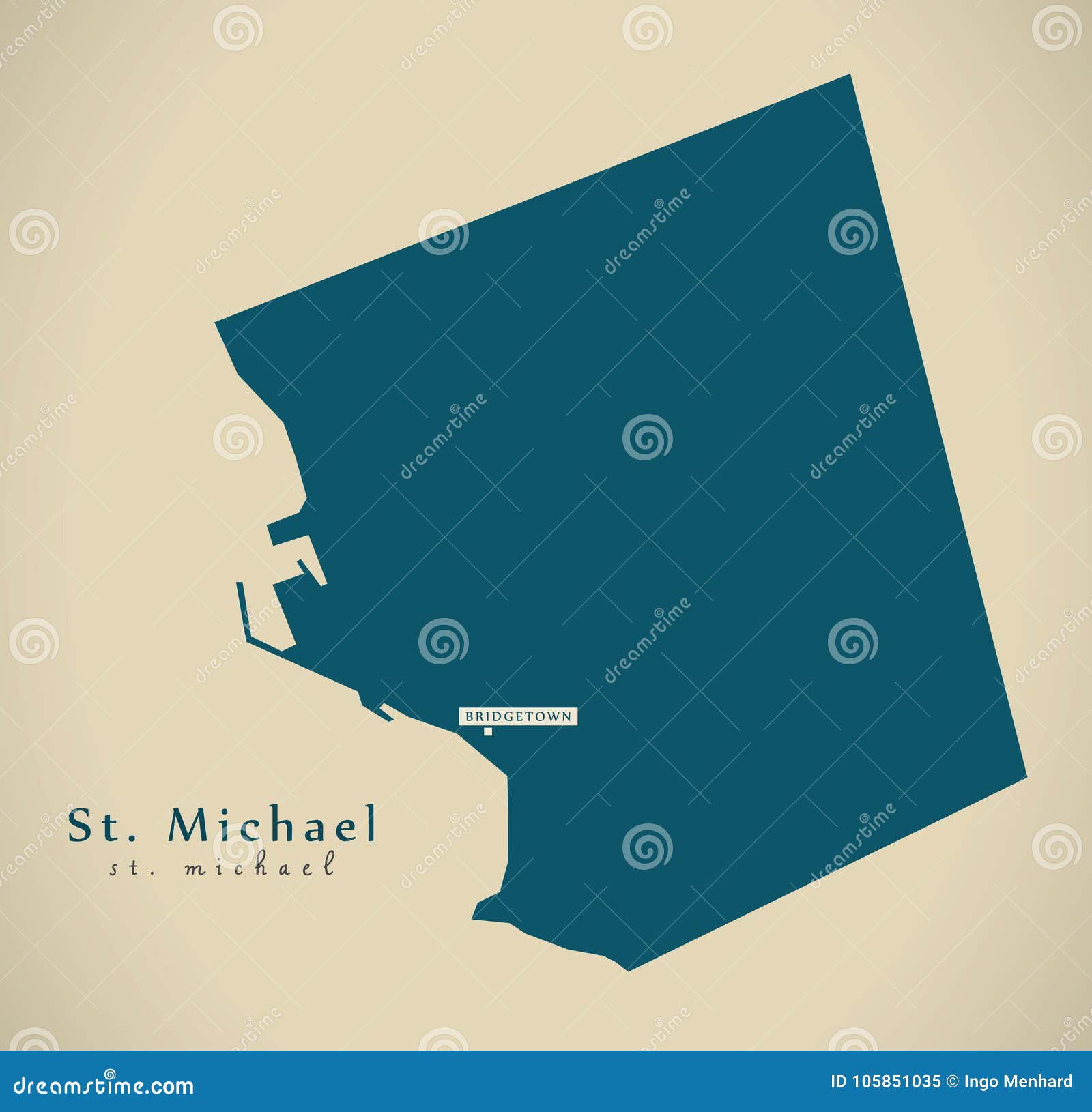 St. Michael Barbados, Parishes Of Barbados Map Vector Illustration ...