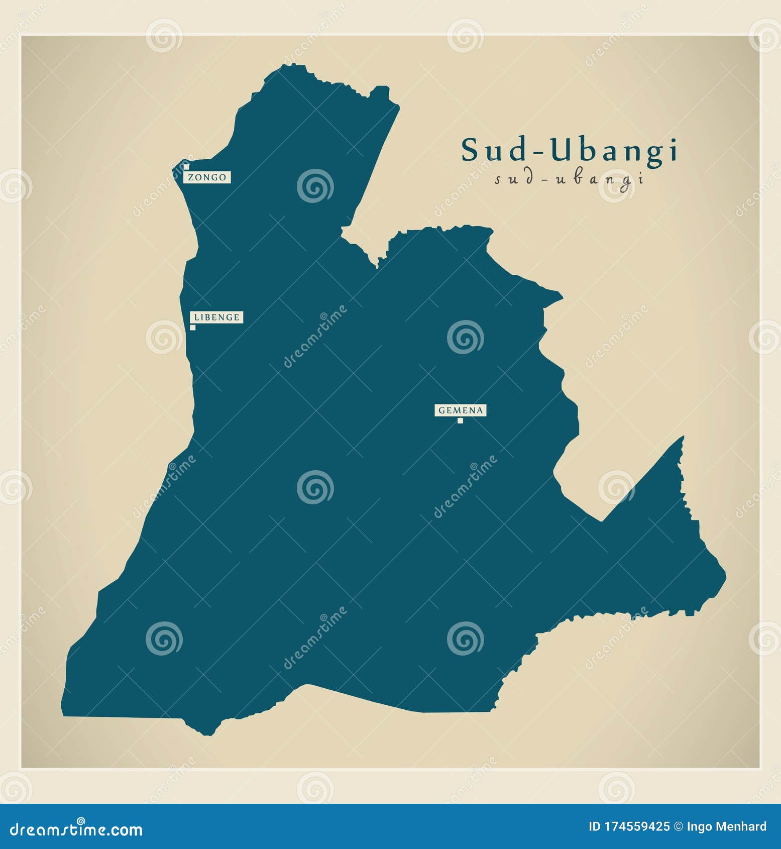 Modern Map - Sud-Ubangi Province Map of DR Congo Stock Vector ...