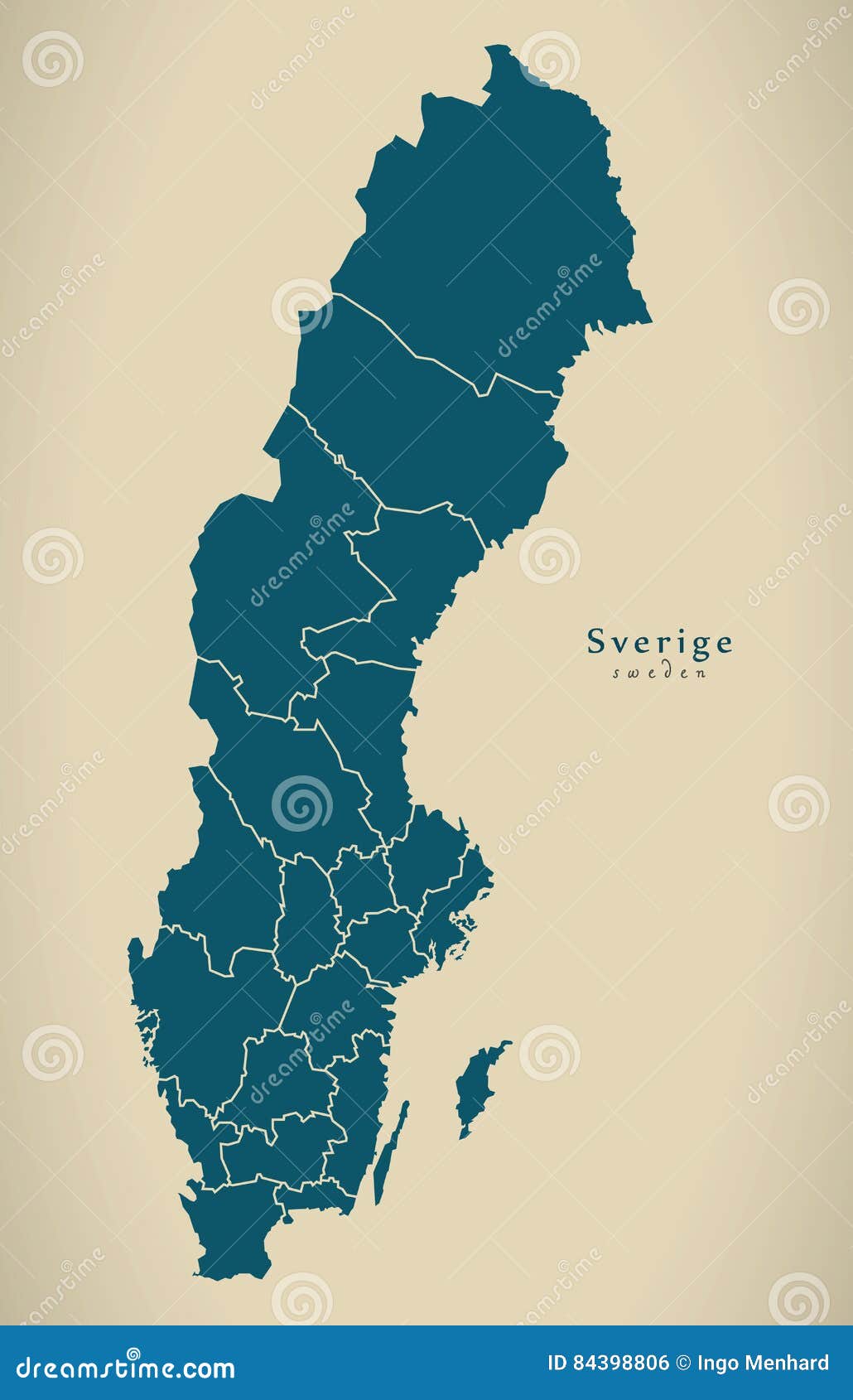 Modern Map - Sweden with Regions SE Stock Illustration - Illustration ...
