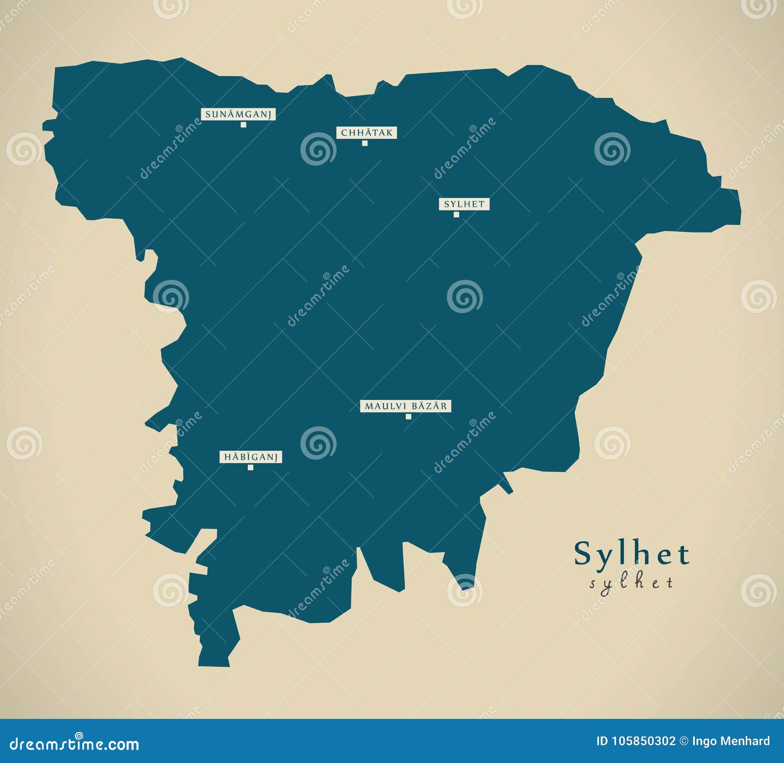 Modern Map - Sylhet BD stock illustration. Illustration of provinces ...