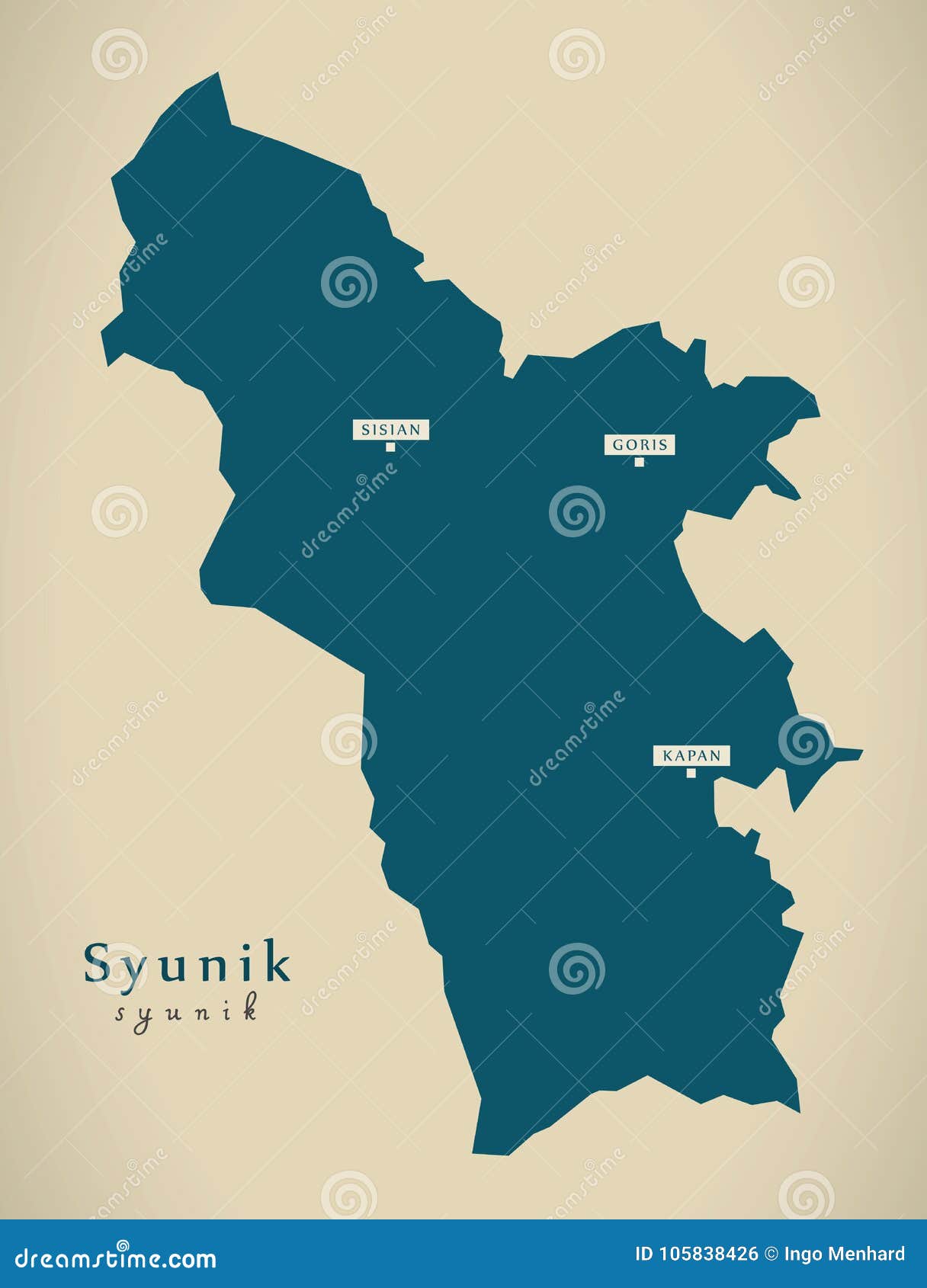 Syunik State And Regions Map Highlighted On Armenia Map Royalty-Free ...