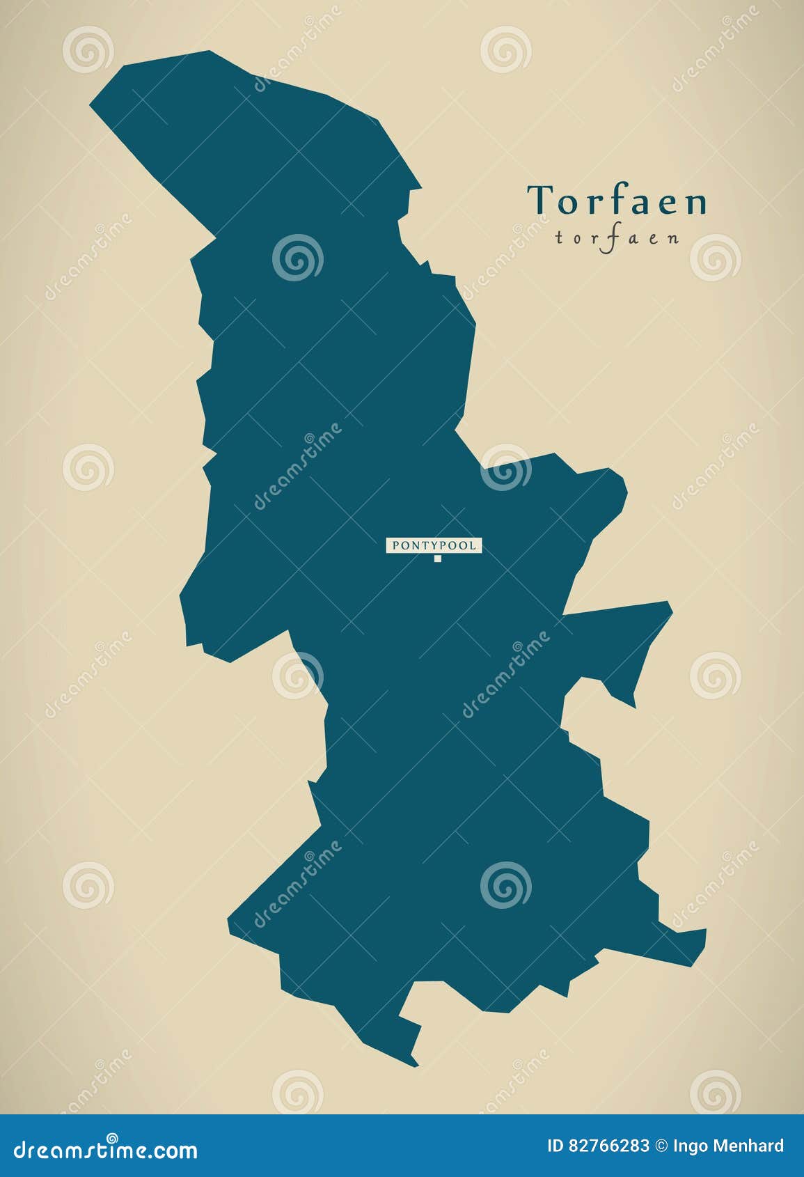 Modern Map - Torfaen Wales UK Stock Illustration - Illustration of ...