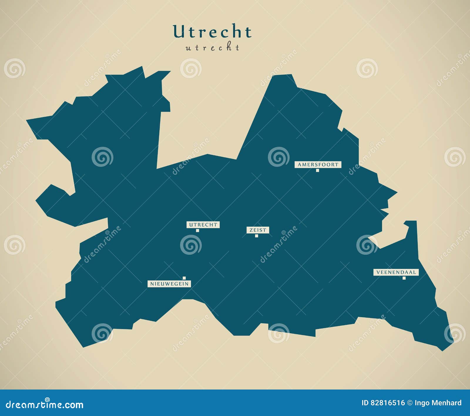 Modern Map - Utrecht NL stock illustration. Illustration of silhouette ...