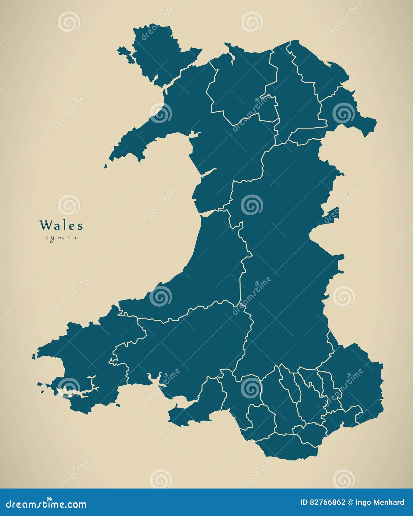 Map Of Wales With The Regions Illustrated Stock Photography ...