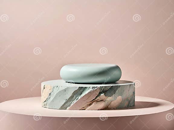 Modern Marble Table with Pink Marble and Turquoise Marble on a Light ...