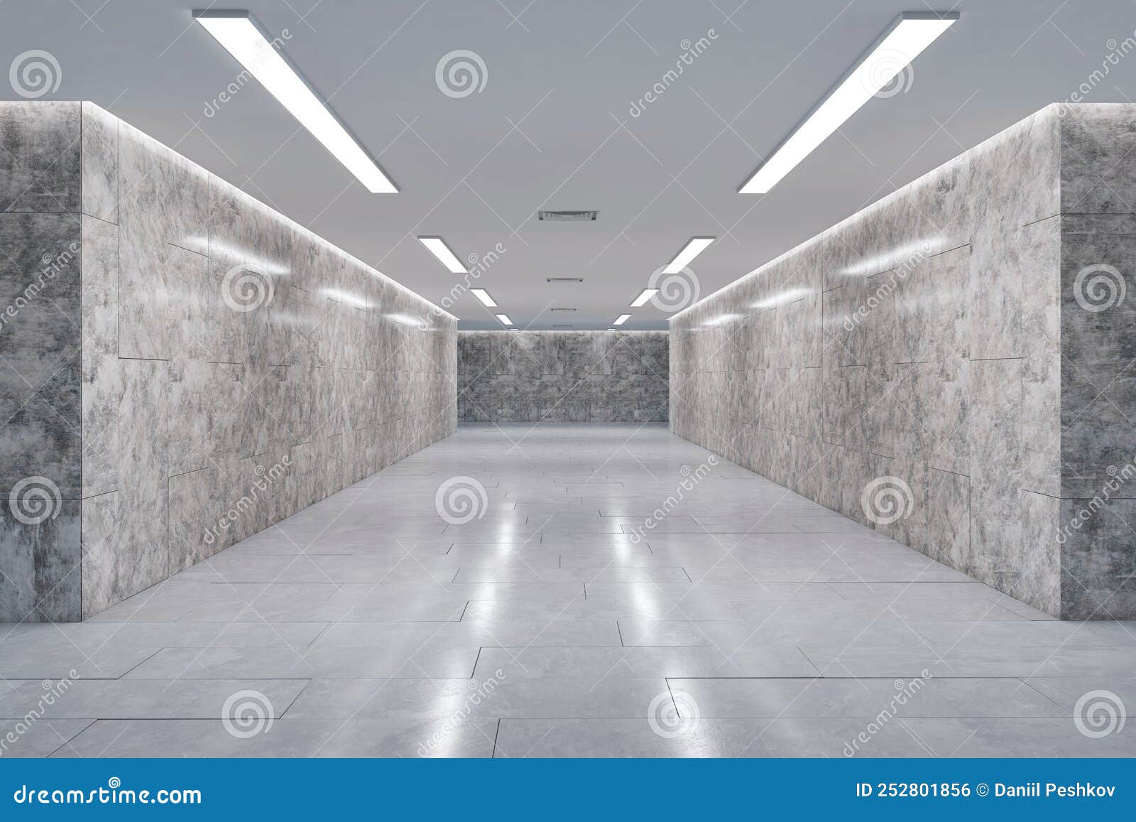 Modern Marble Underground Hallway Interior. Passage Concept Stock ...