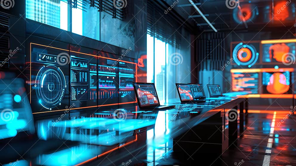 A Modern Marketers Office With Screens Displaying Ai Algorithms