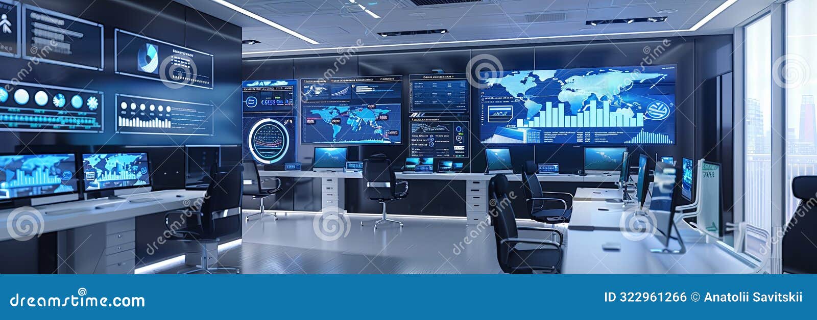 A Modern Marketing Office with Screens Displaying AI Algorithms Analyzing User Behavior and ...