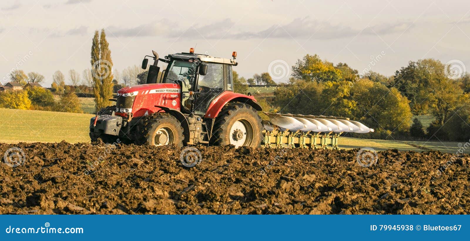 Modern Massey Ferguson Tractor Pulling a Plough Editorial Stock Photo ...