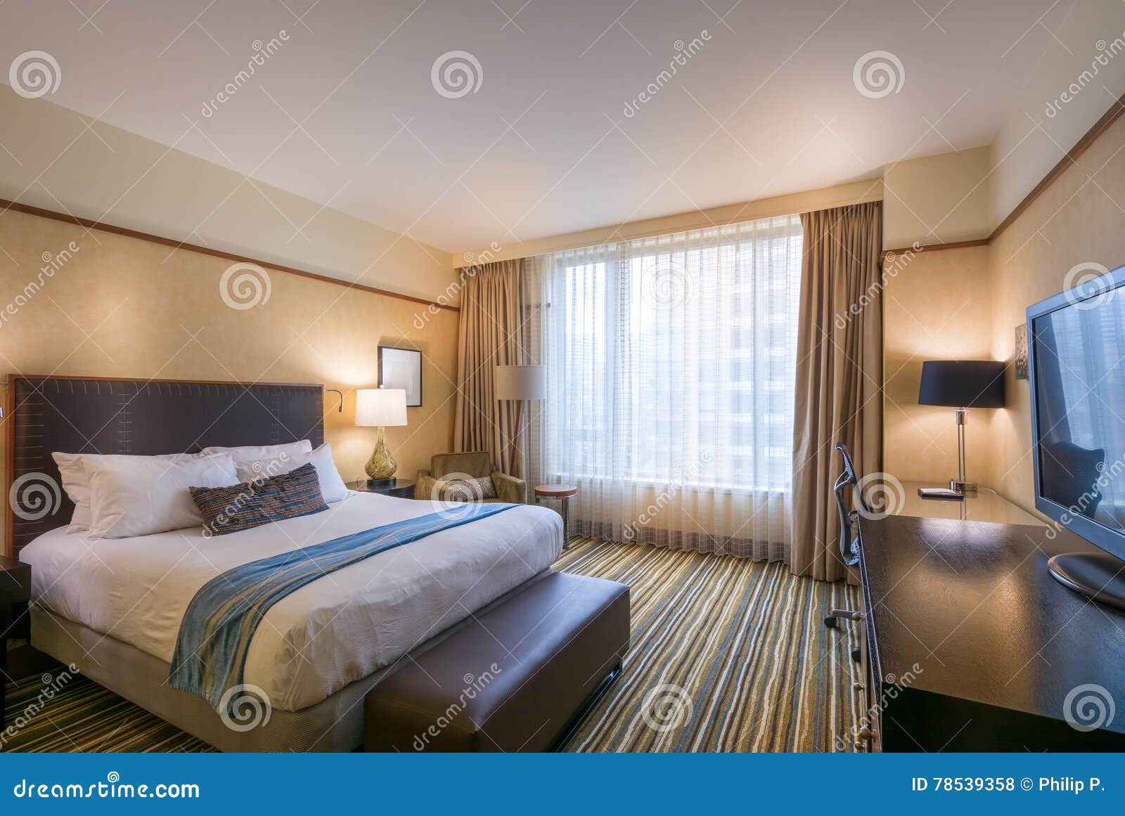 Modern Master Bedroom in a Hotel Stock Photo - Image of home, cozy ...