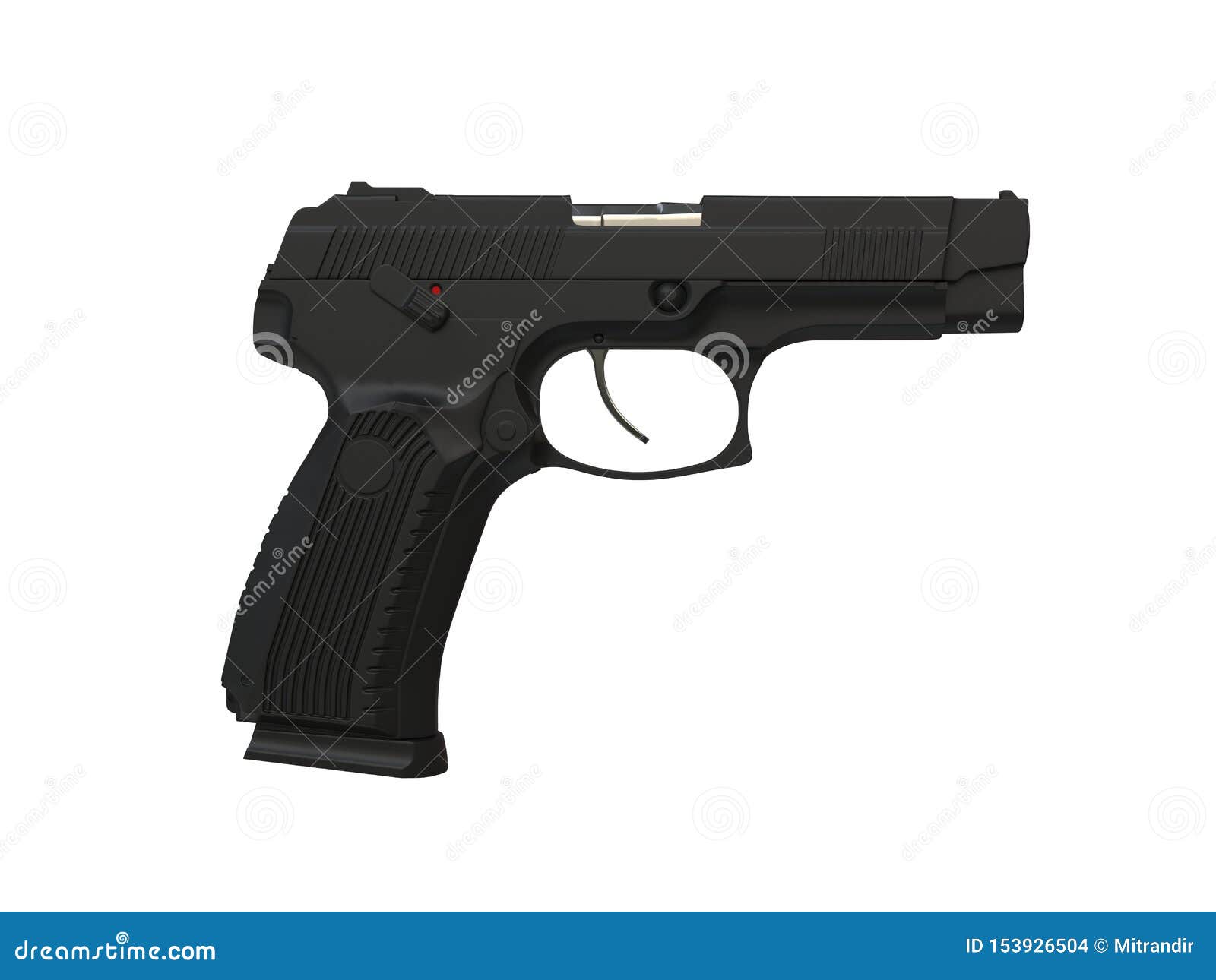 Modern Matte Black Tactical Hand Gun Stock Illustration - Illustration ...