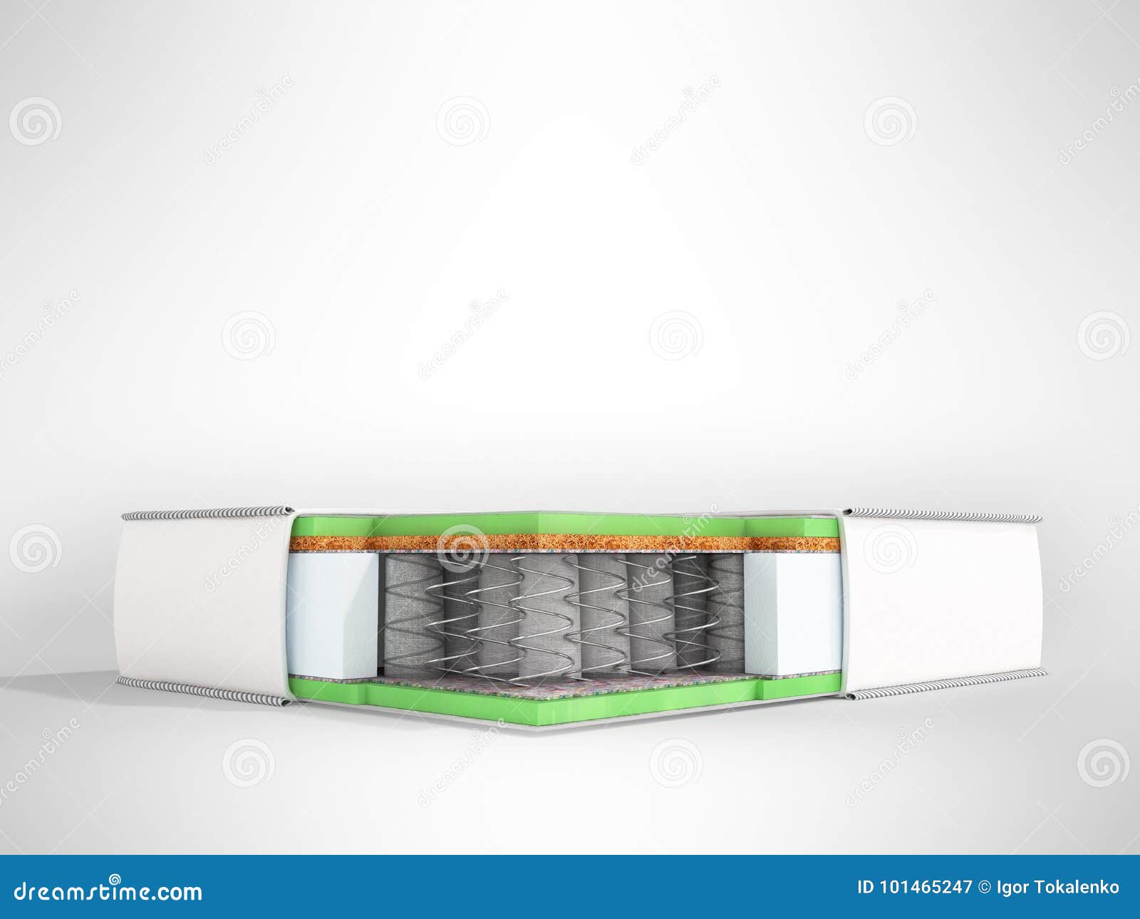 Modern Mattress in the Front View 3d Render on a Gray Background Stock ...