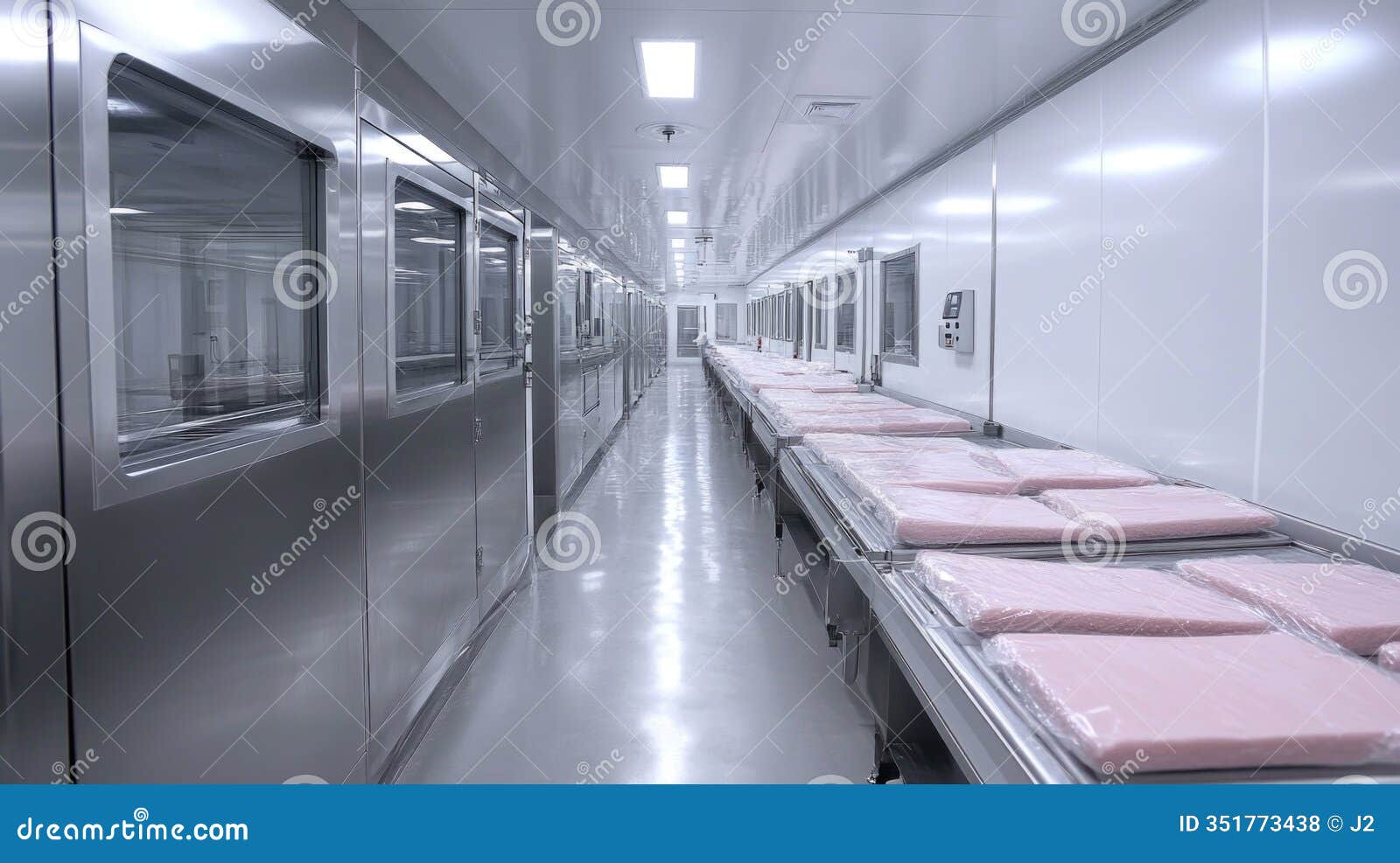 Modern Meat Processing Facility Interior with Sterile Packaging ...