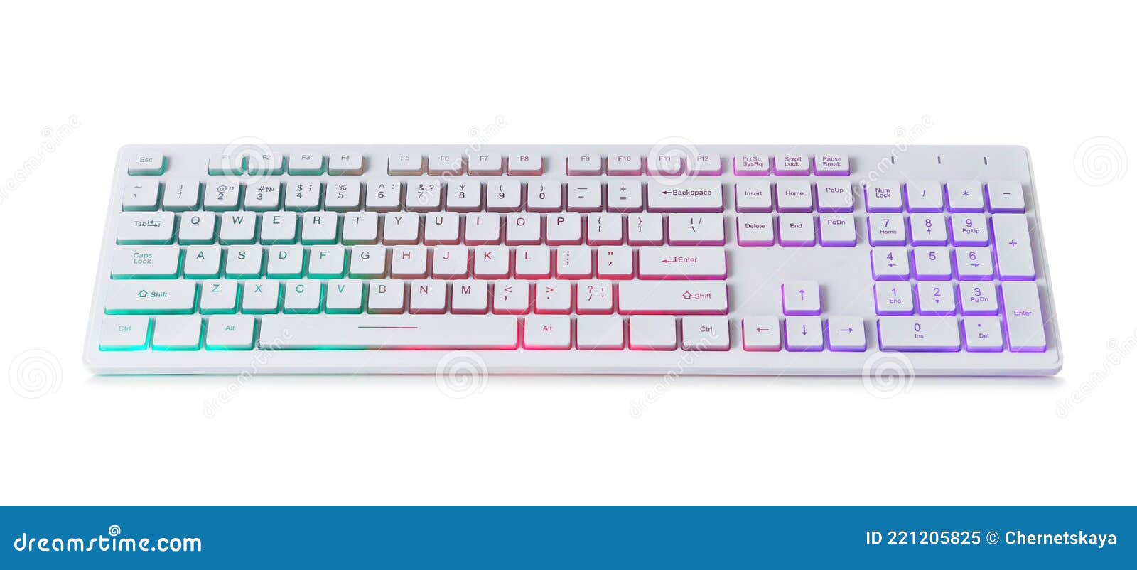 Modern Mechanical RGB Keyboard Isolated on White Stock Image - Image of ...