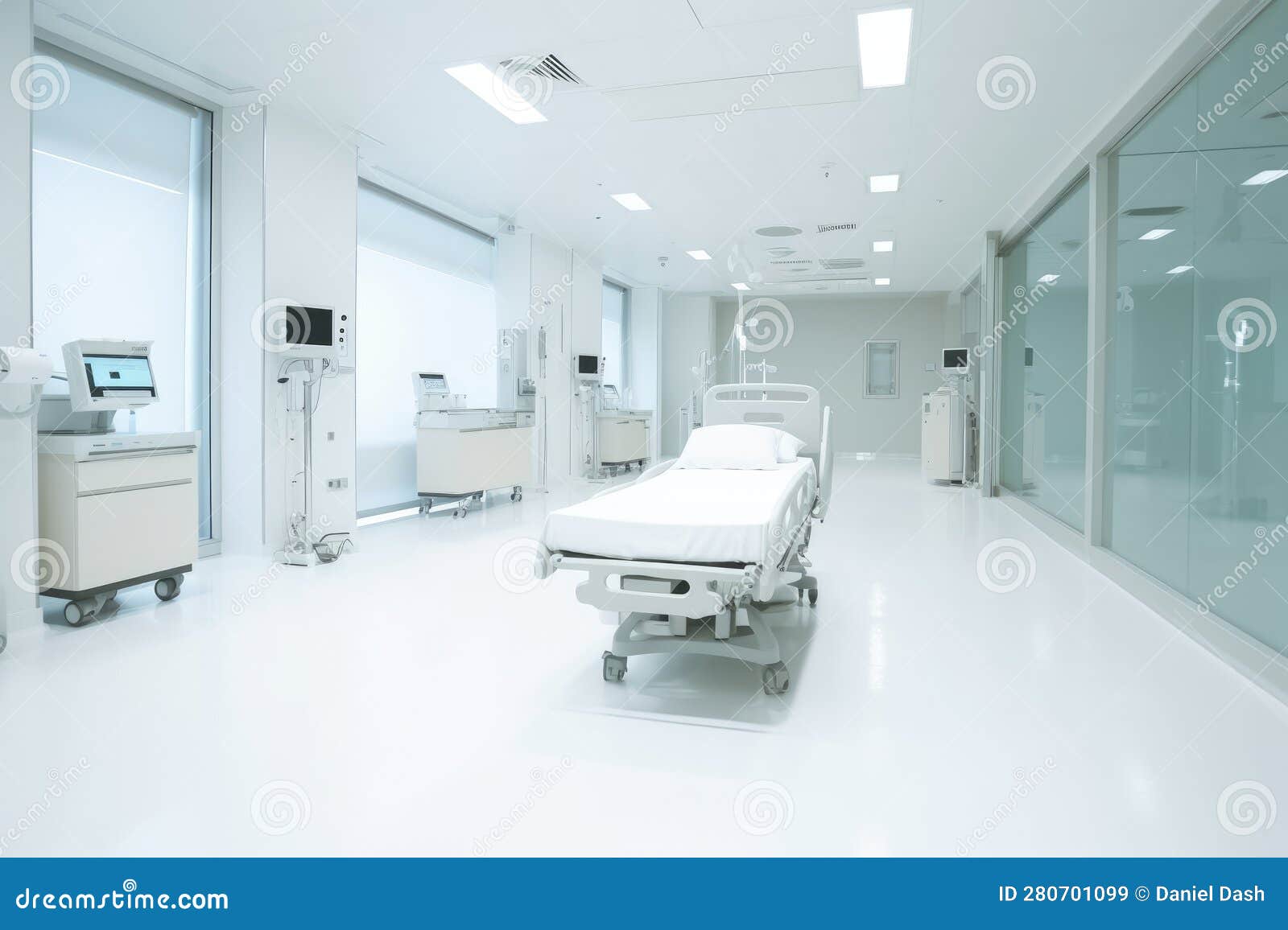 Medical Facility Interior with Equipment and Beds Stock Illustration ...