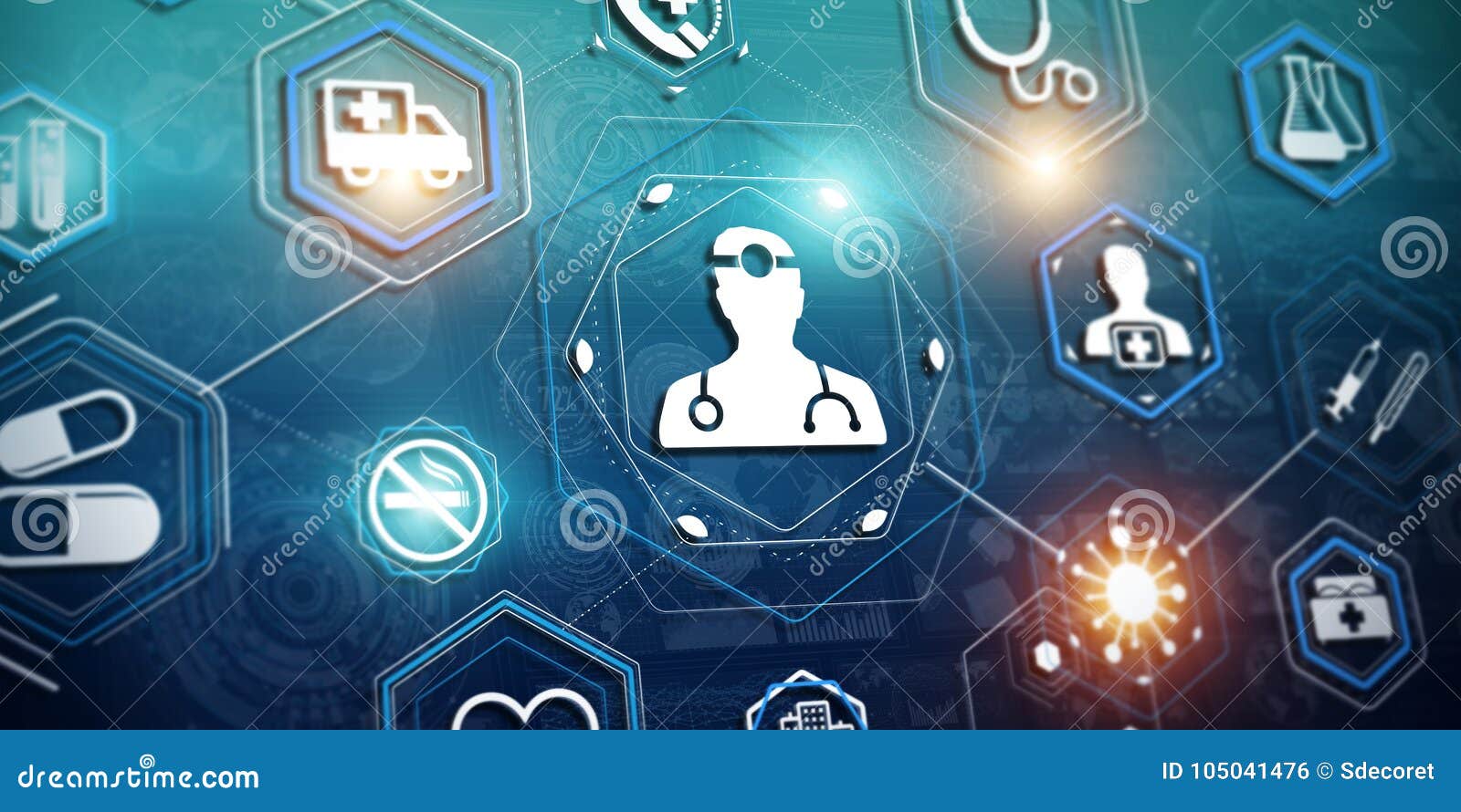 Modern Medical Interface with Icons 3D Rendering Stock Illustration ...