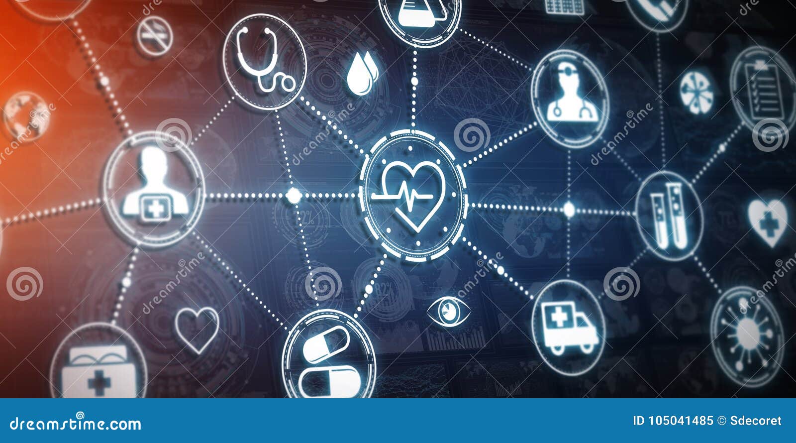 Modern Medical Interface with Icons 3D Rendering Stock Illustration ...