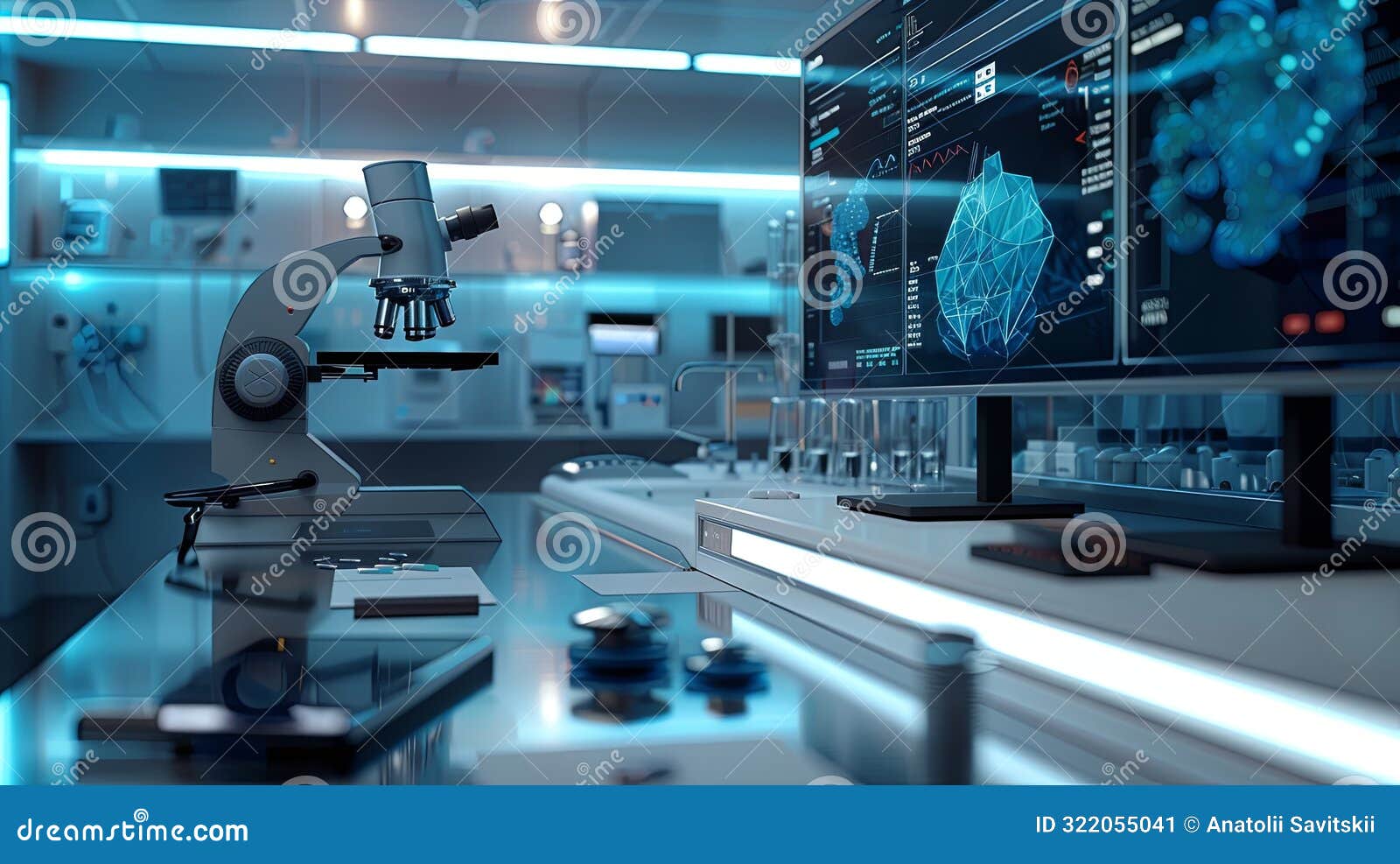 A Modern Medical Laboratory with Advanced Medical Equipment, Including ...