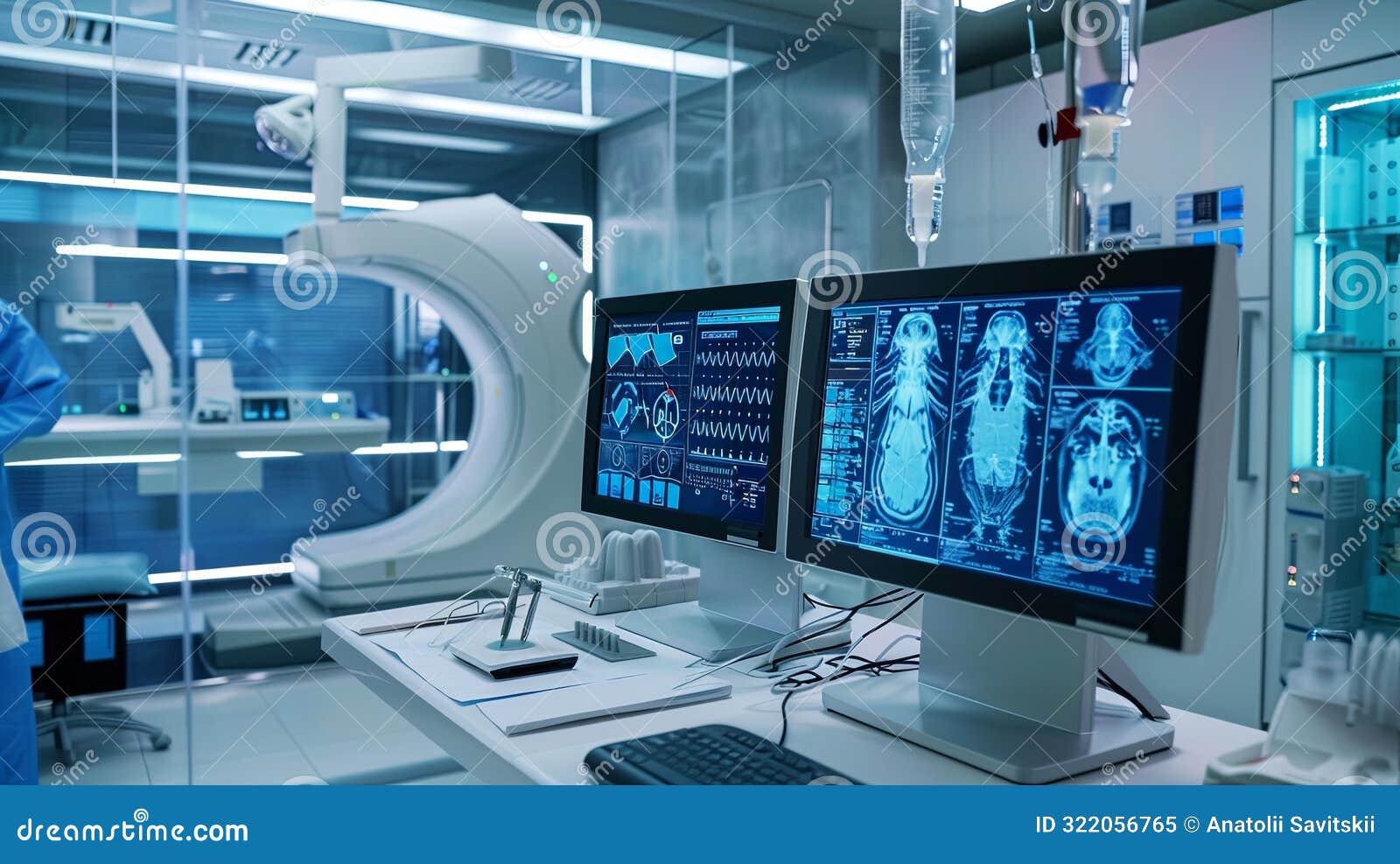 A Modern Medical Laboratory with AI-powered Diagnostic Tools, Featuring ...