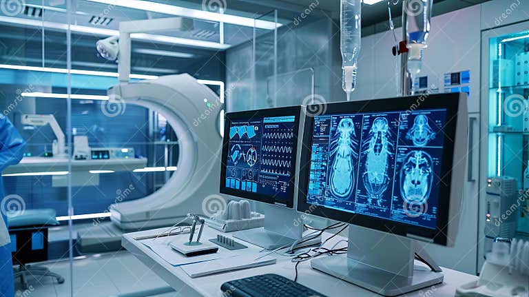 A Modern Medical Laboratory with AI-powered Diagnostic Tools, Featuring ...