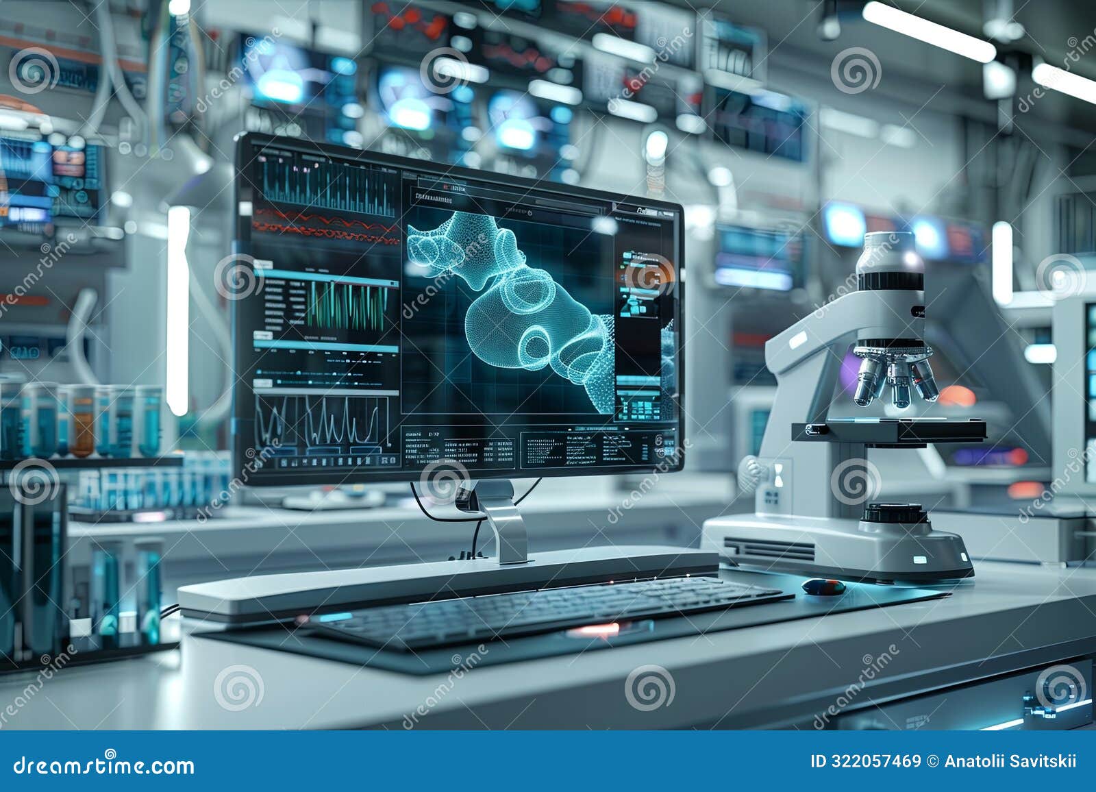 A Modern Medical Laboratory Features a High-tech Scanner Analyzing ...