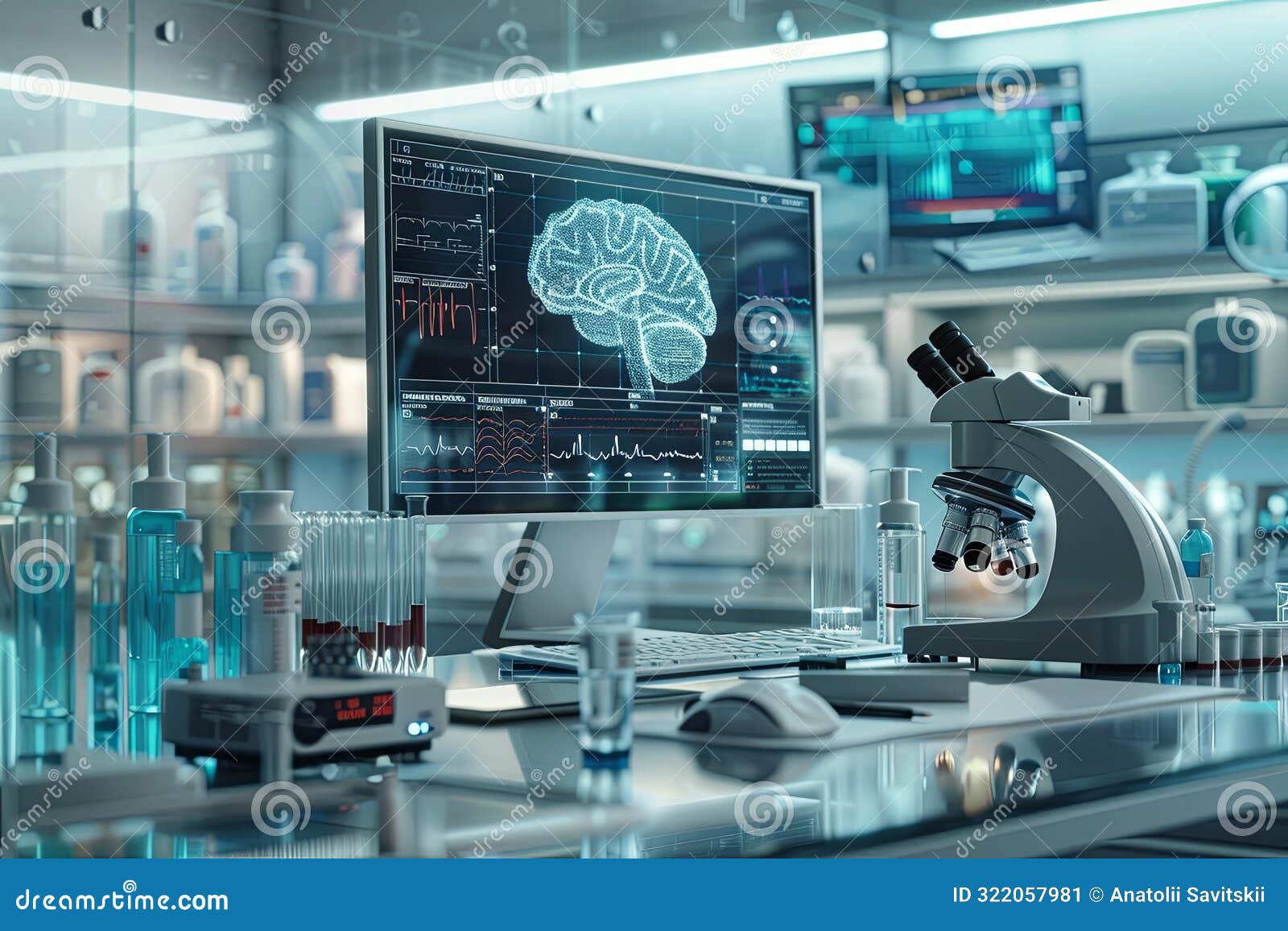 A Modern Medical Laboratory Featuring Advanced Technology, Including an ...