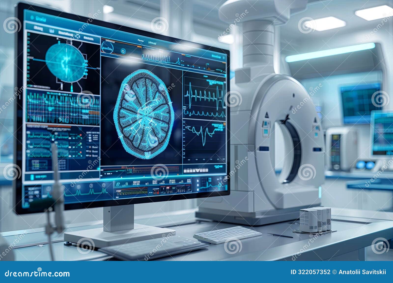 A Modern Medical Laboratory Featuring a High-tech Scanner Analyzing ...