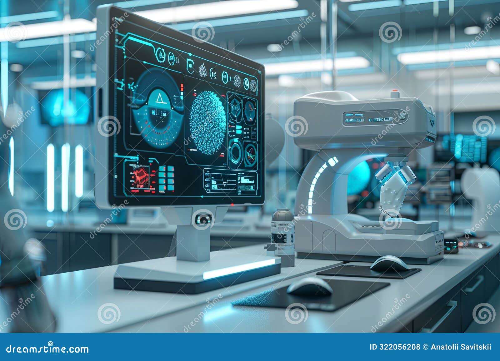 A Modern Medical Laboratory with High-tech Equipment, Including an AI ...