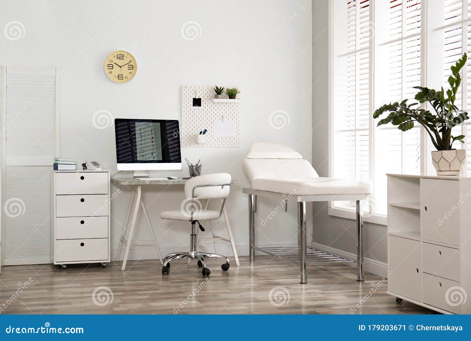 Modern Medical Office Interior with Computer and Table Stock Image ...