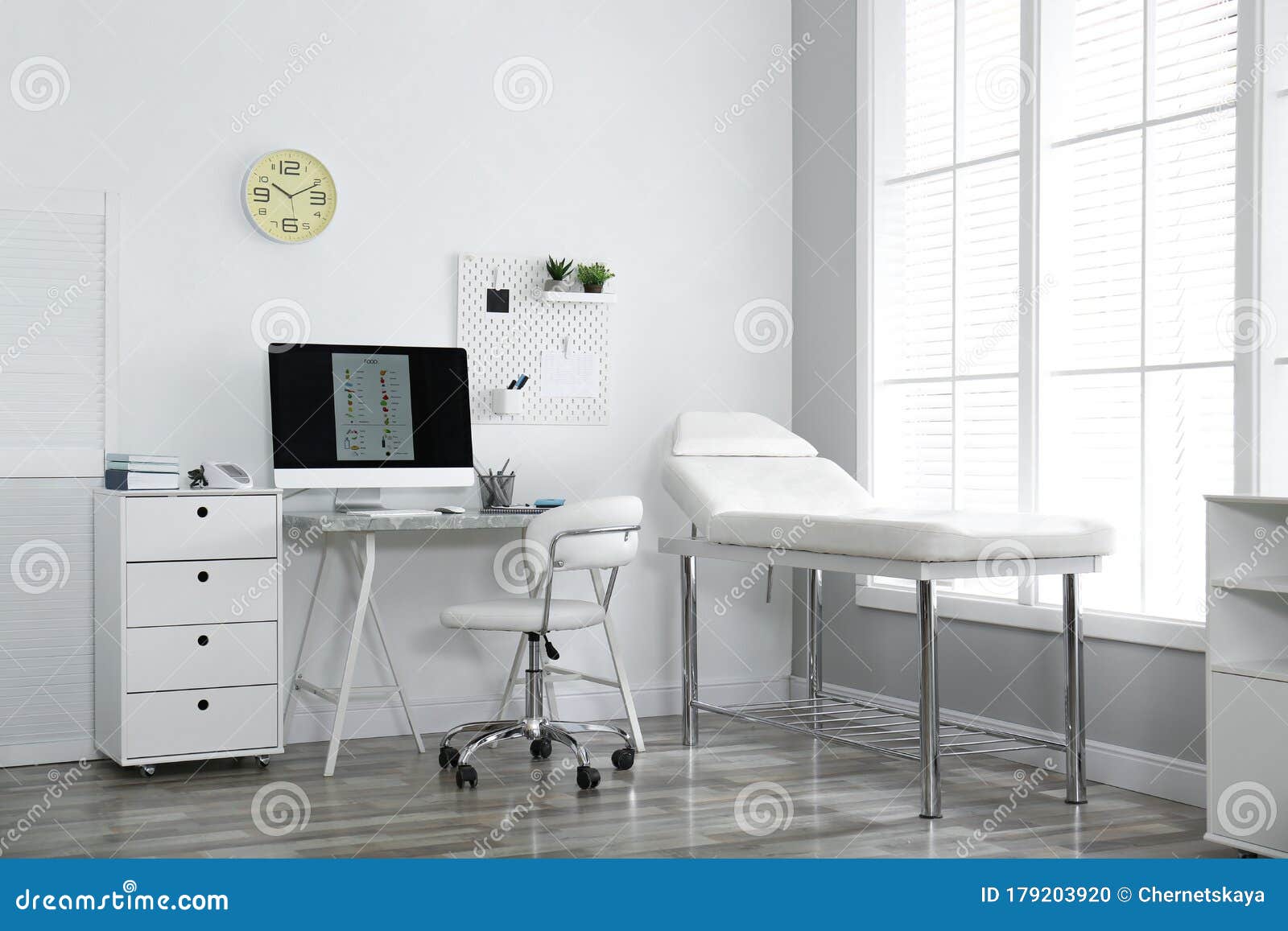 Modern Medical Office Interior with Computer and Table Stock Photo ...