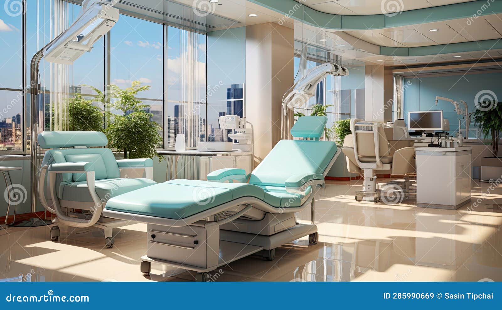 Modern Medical Office Interior with Computer and Examination Table ...