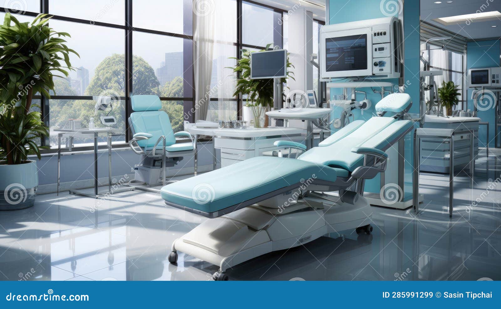 Modern Medical Office Interior with Computer and Examination Table ...