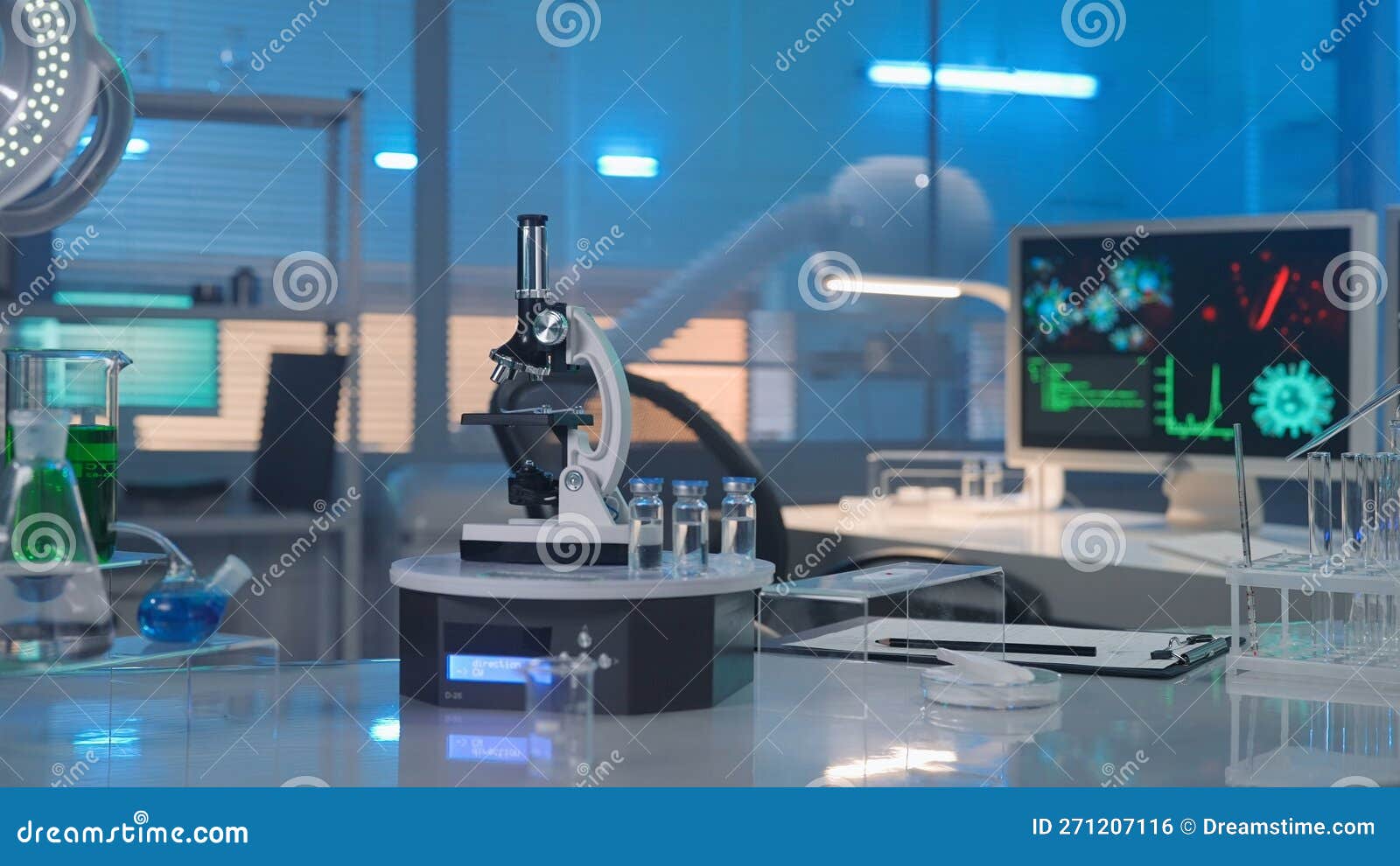 Modern Medical Research Laboratory. Empty Workplace of a Scientist or ...