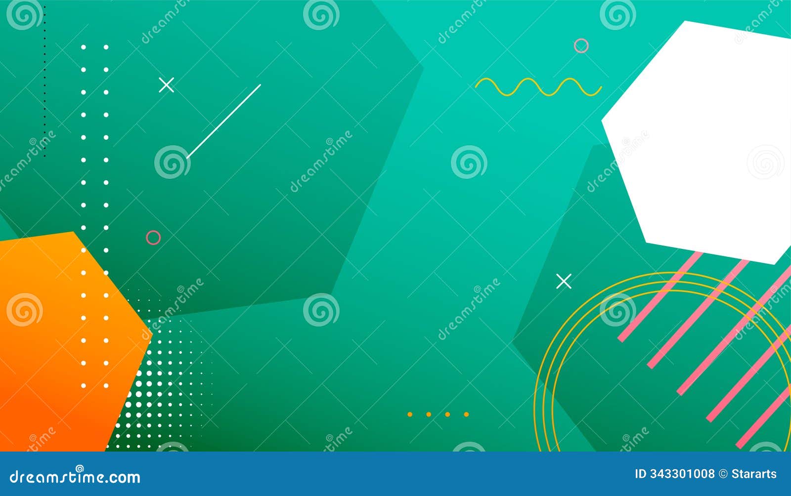 Modern Memphis Pattern Abstract Banner with Hexagonal Figure Design ...