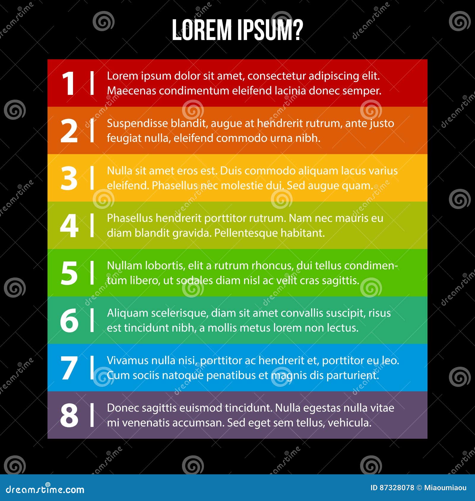 Modern Menu with 8 Colorful Tabs Stock Vector - Illustration of ...