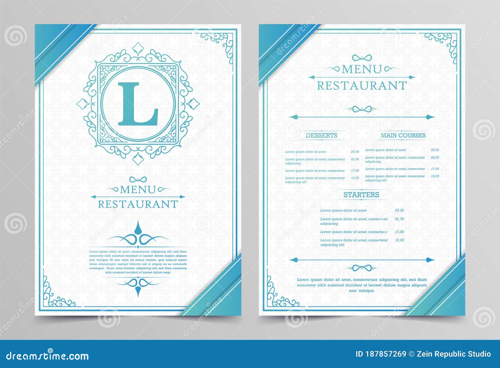 Modern Menu Layout with Ornamental Elements Stock Vector - Illustration ...