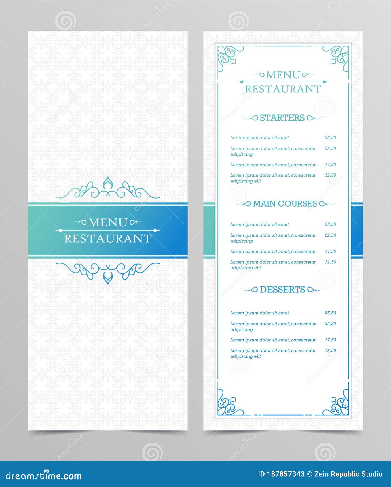 Modern Menu Layout with Ornamental Elements Stock Vector - Illustration ...