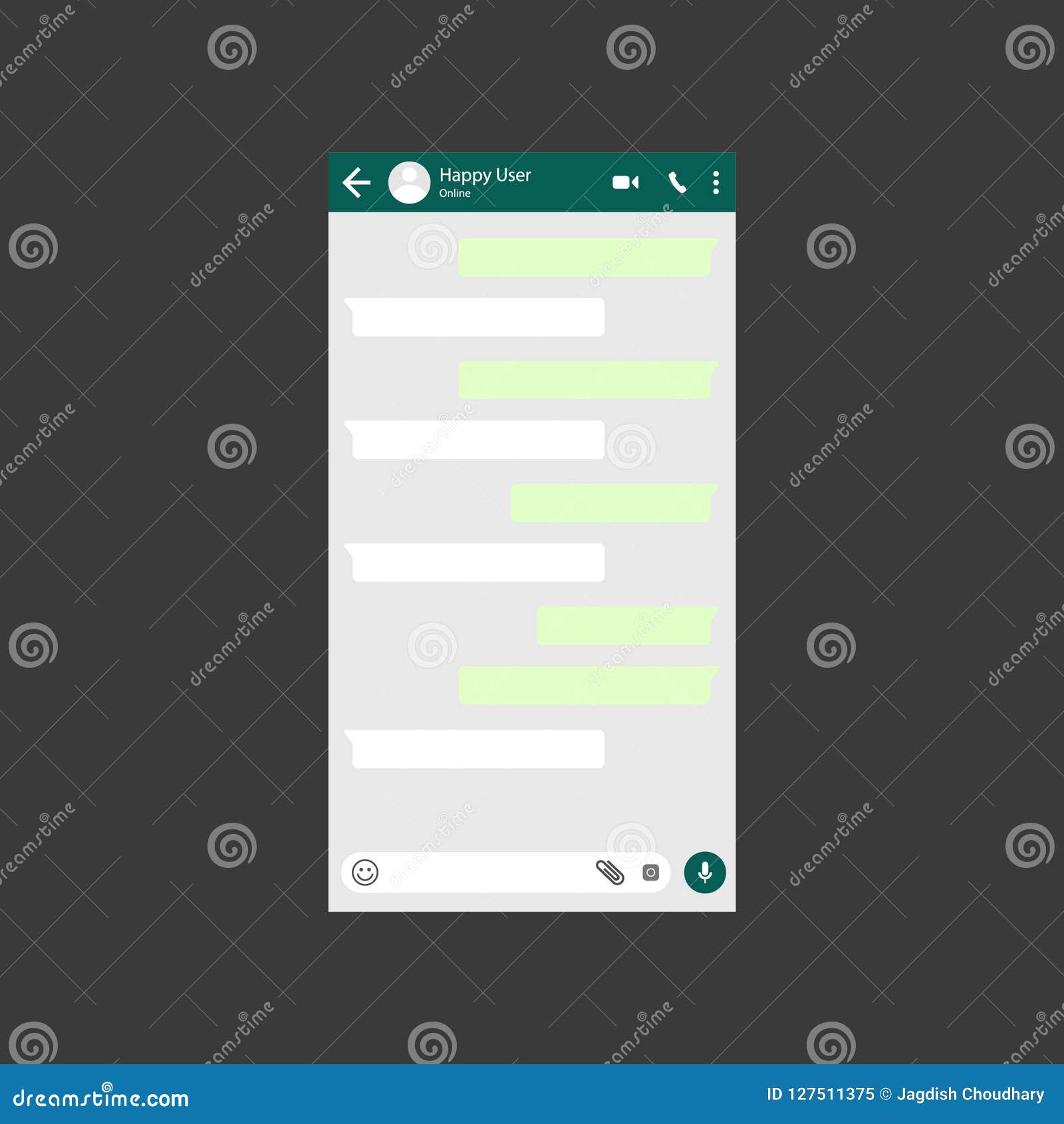 Modern Messenger Mock Up Design. Vector Illustration of a Messenger App ...