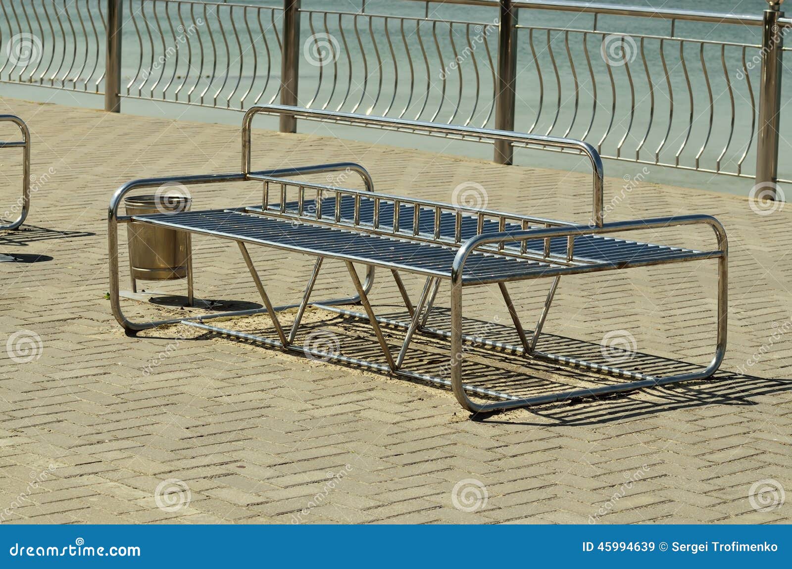 Modern metal bench stock image. Image of seat, metal - 45994639
