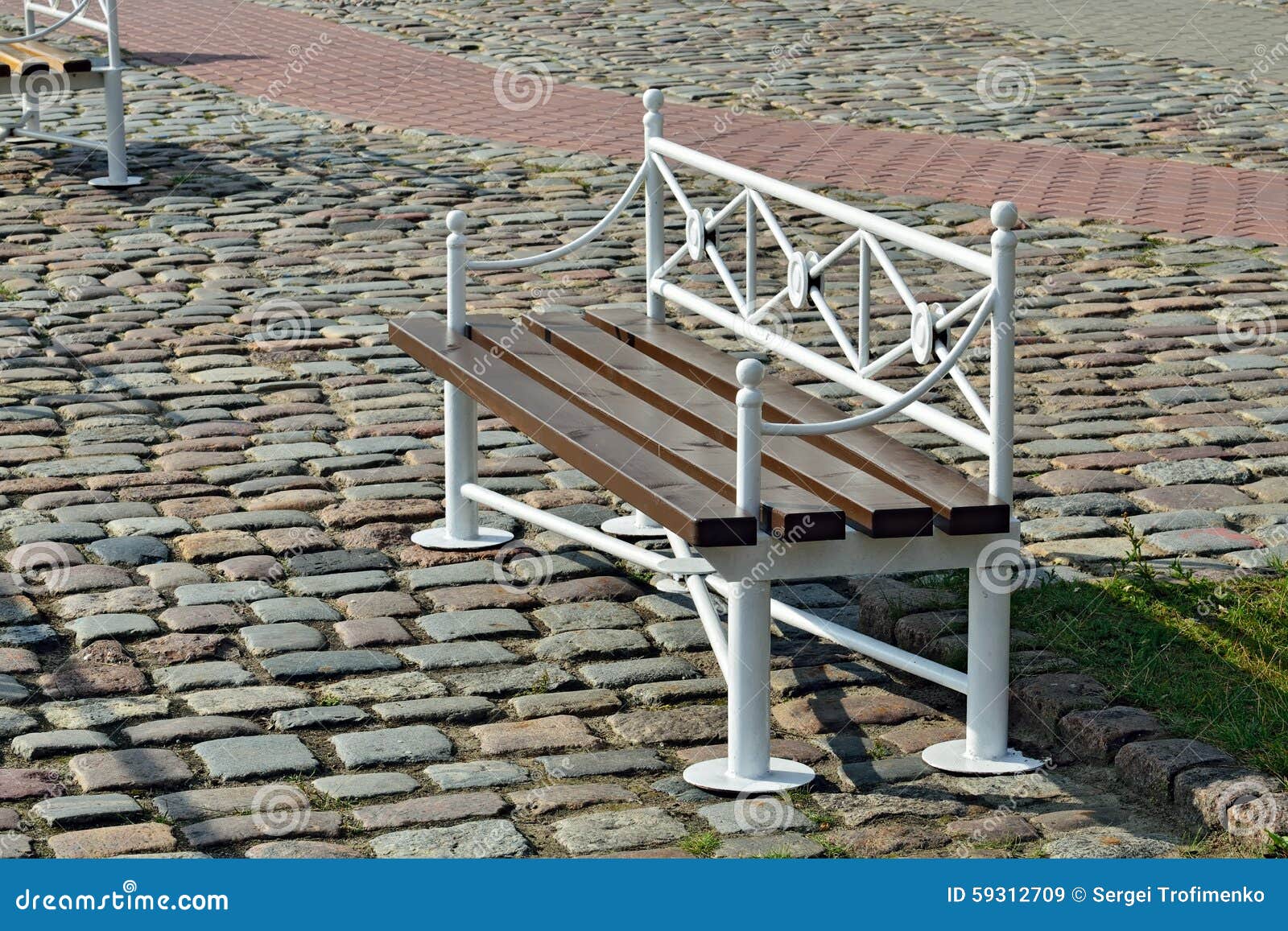 Modern metal bench stock image. Image of backseat, embankment - 59312709