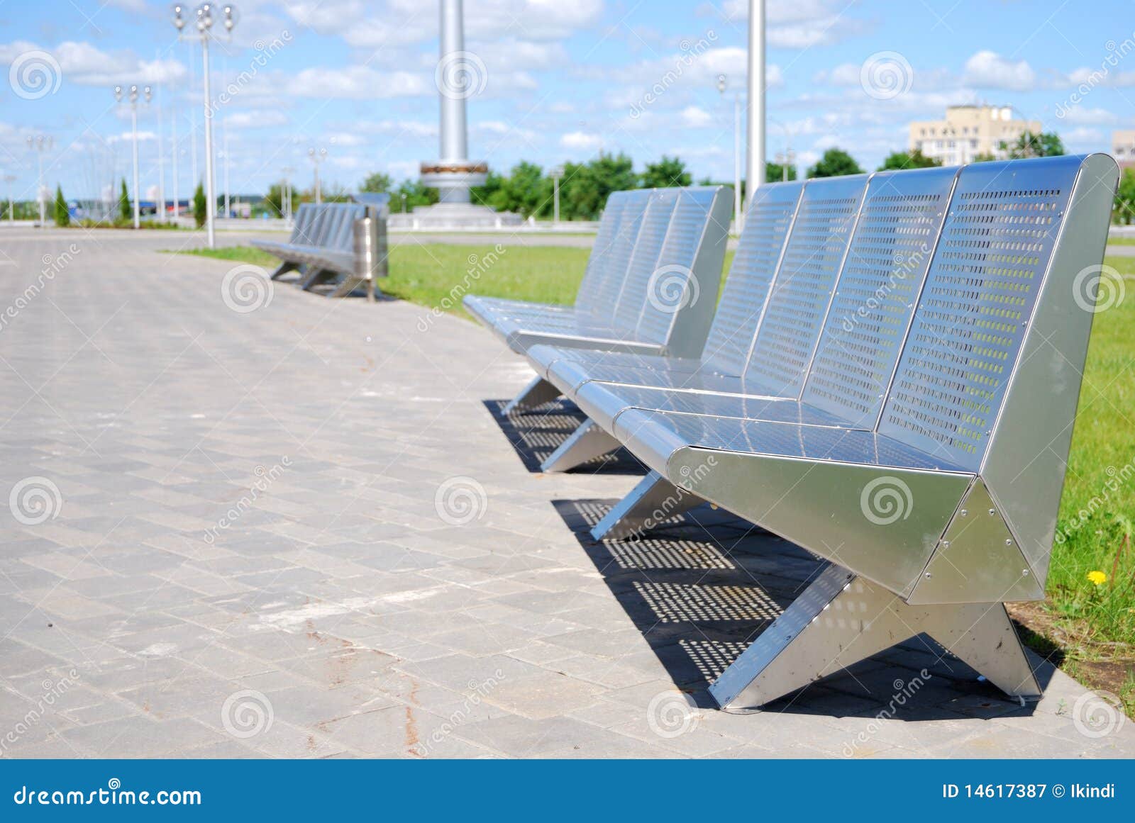 Modern metal benches stock image. Image of decor, design - 14617387