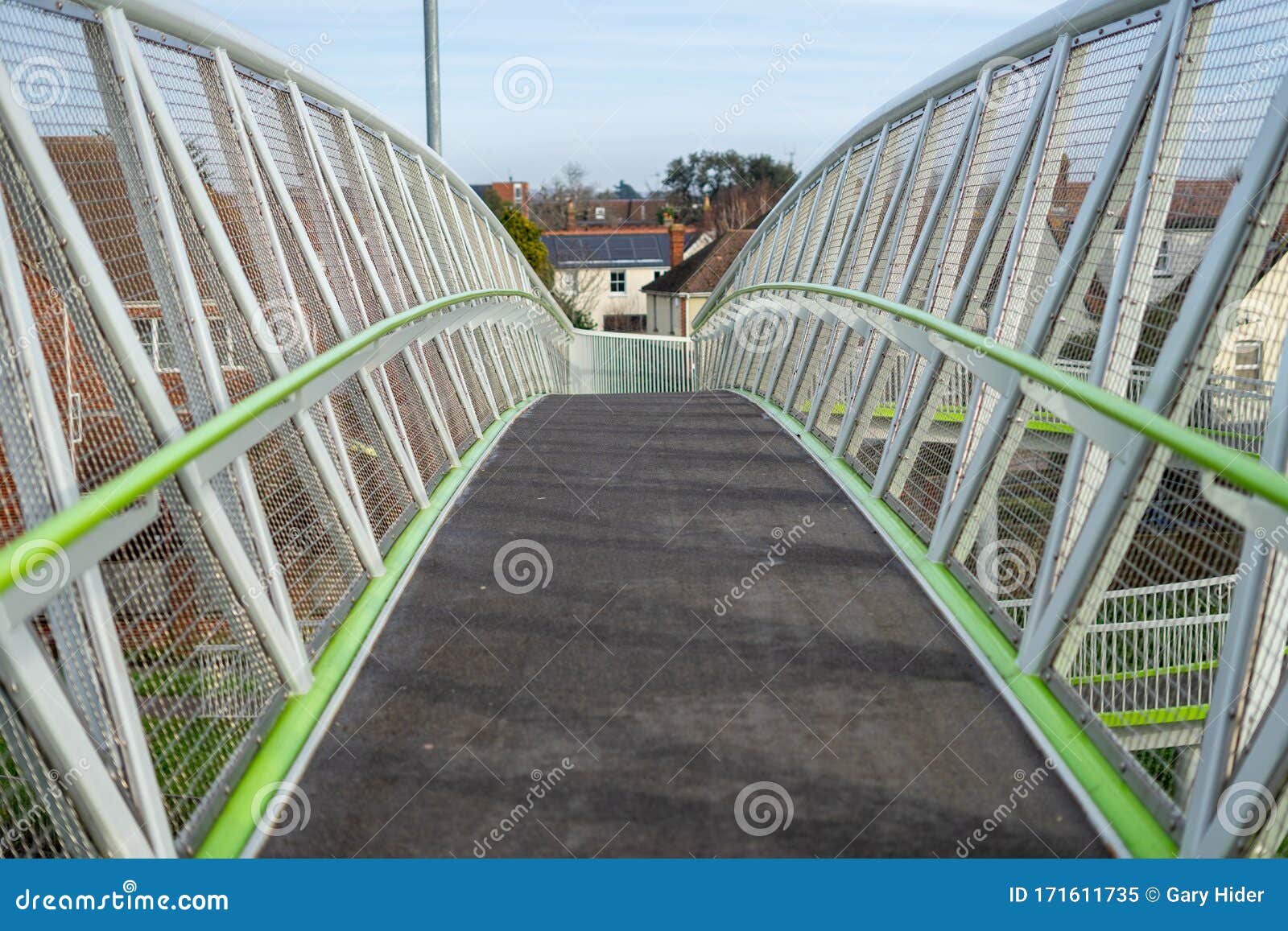 A Modern Metal Bridge Crossing a Motorway Stock Image - Image of ...