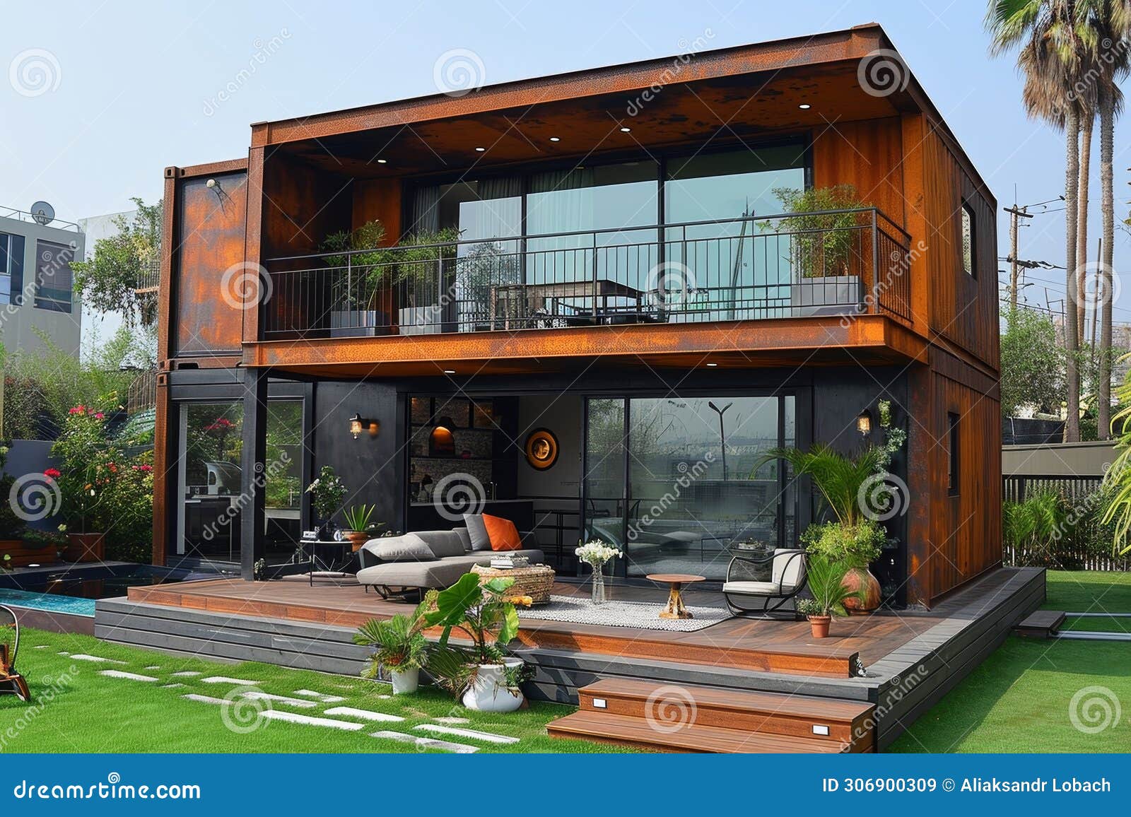 A Modern Metal Building Made of Shipping Containers Stock Image - Image ...