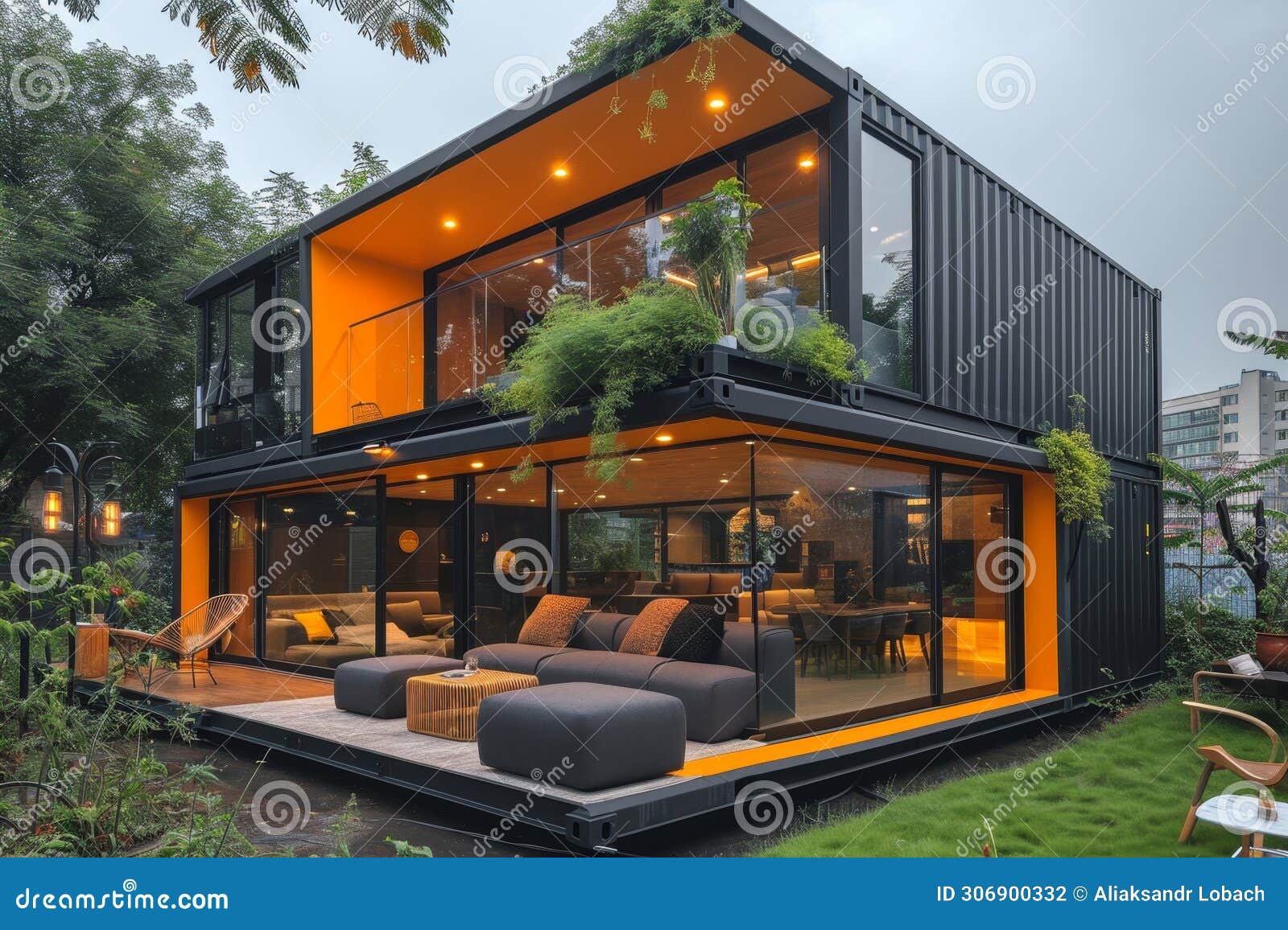 A Modern Metal Building Made of Shipping Containers Stock Photo - Image ...