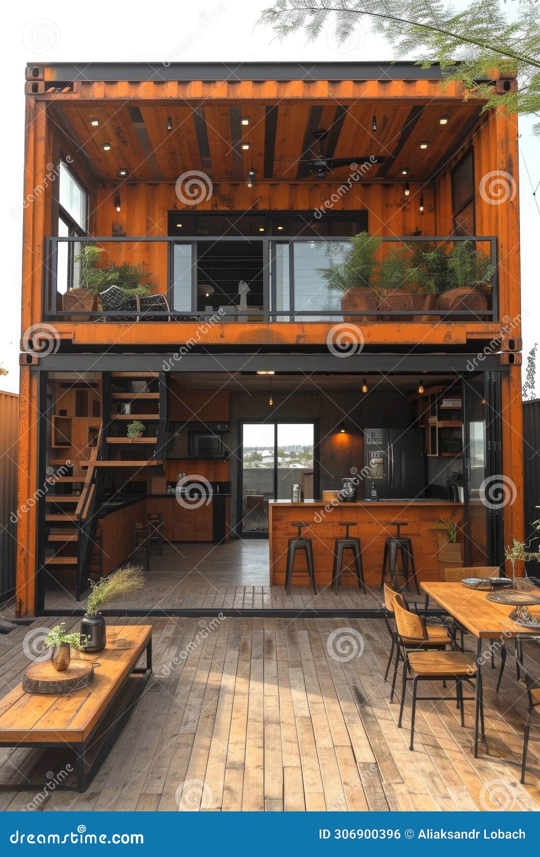 A Modern Metal Building Made of Shipping Containers Stock Photo - Image ...