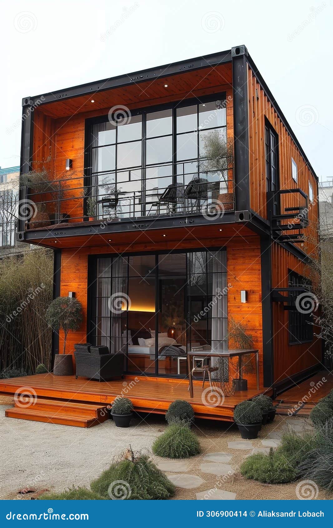 A Modern Metal Building Made of Shipping Containers Stock Photo - Image ...