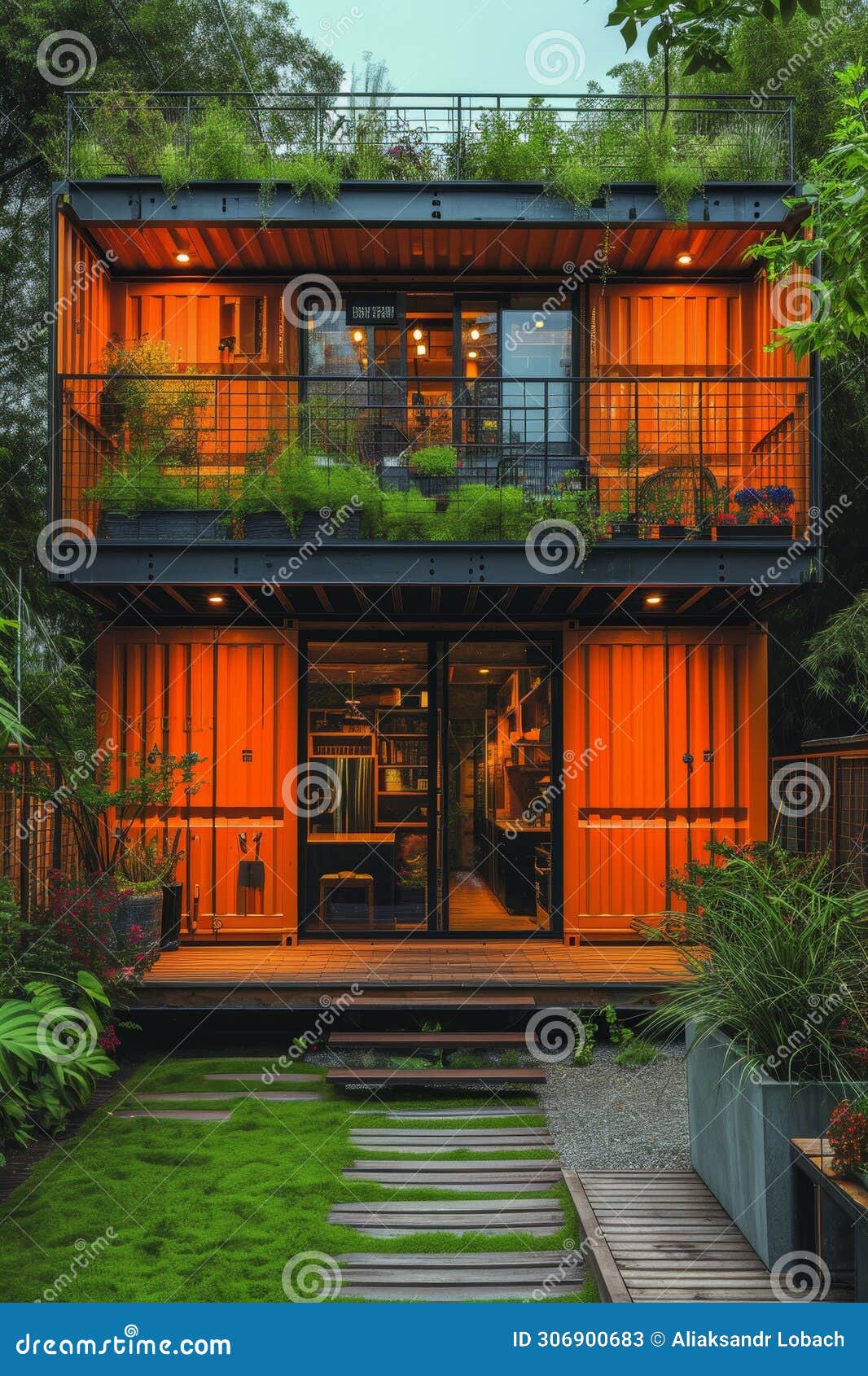 A Modern Metal Building Made of Shipping Containers Stock Image - Image ...