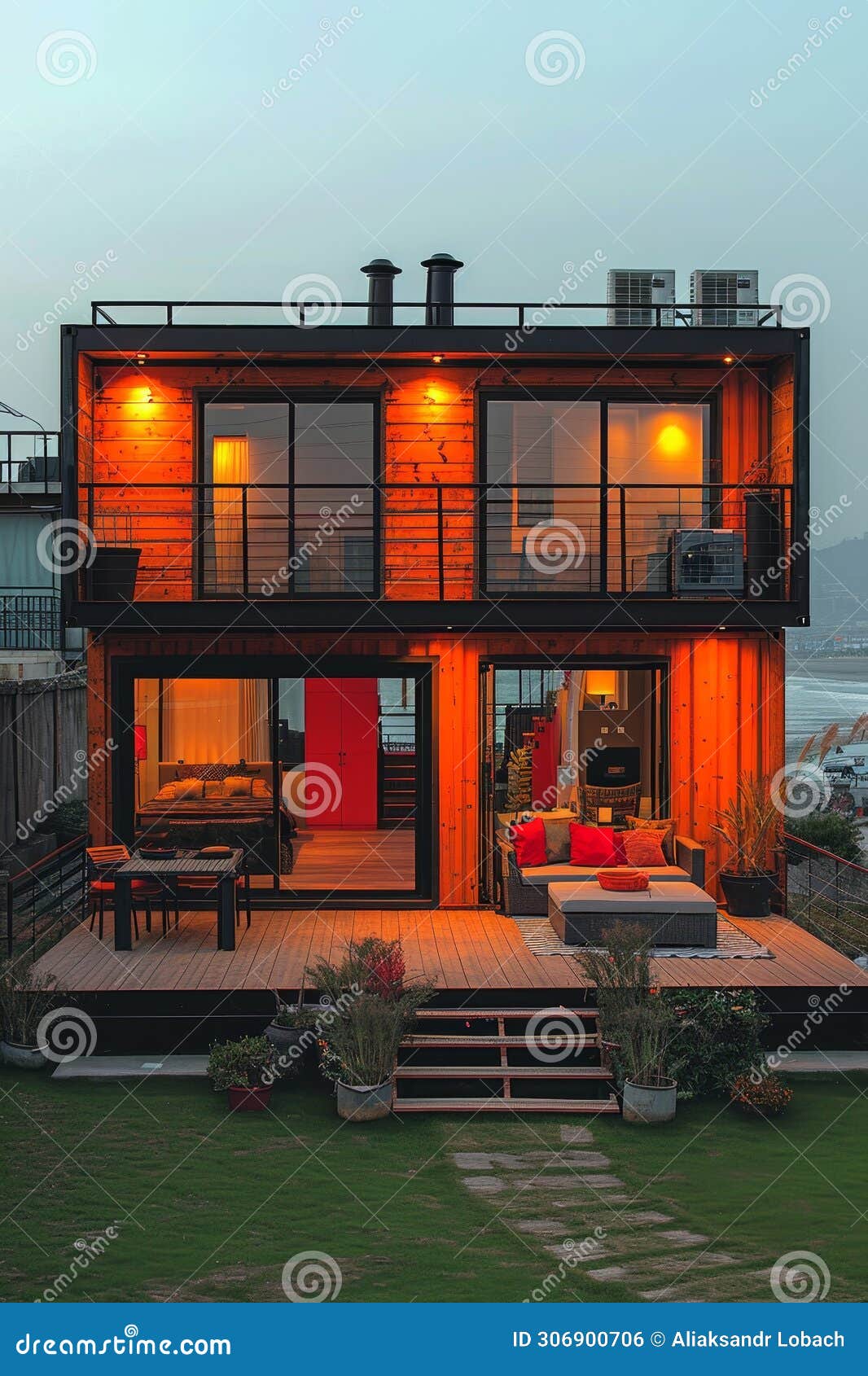 A Modern Metal Building Made of Shipping Containers Stock Photo - Image ...