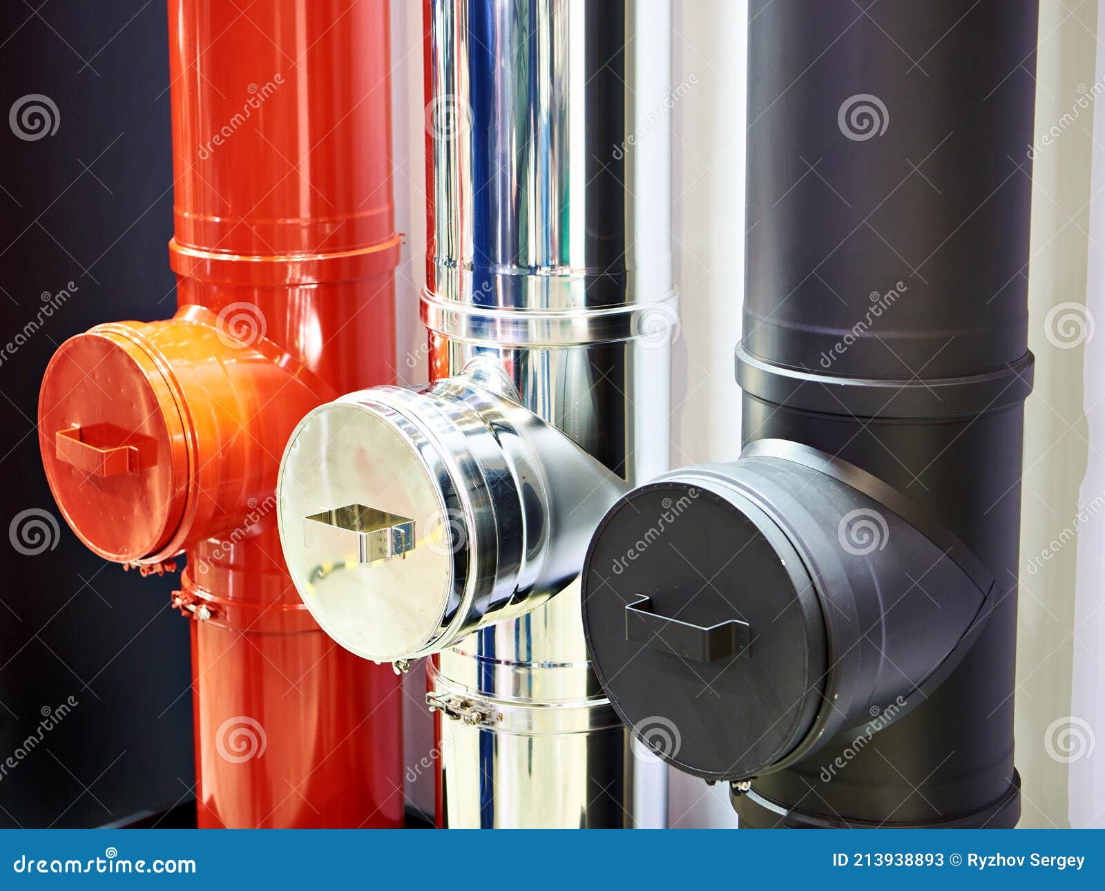Modern Metal Chimneys in Store Stock Image - Image of chimneys, shiny ...